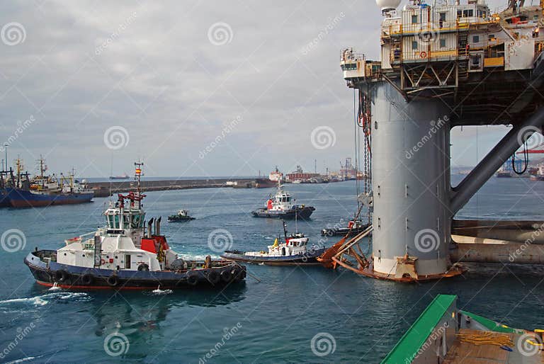 Rig Move of an Semi Submersible Drilling Rig Stock Photo - Image of ...