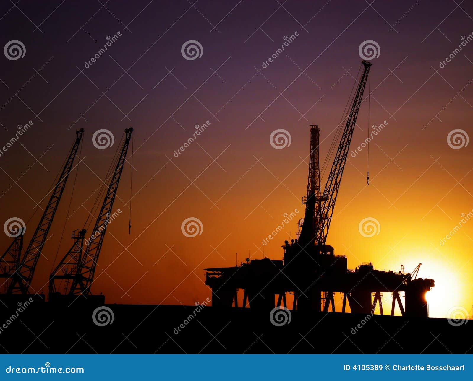 A rig in the sunset stock image. Image of rigging, night - 4105389