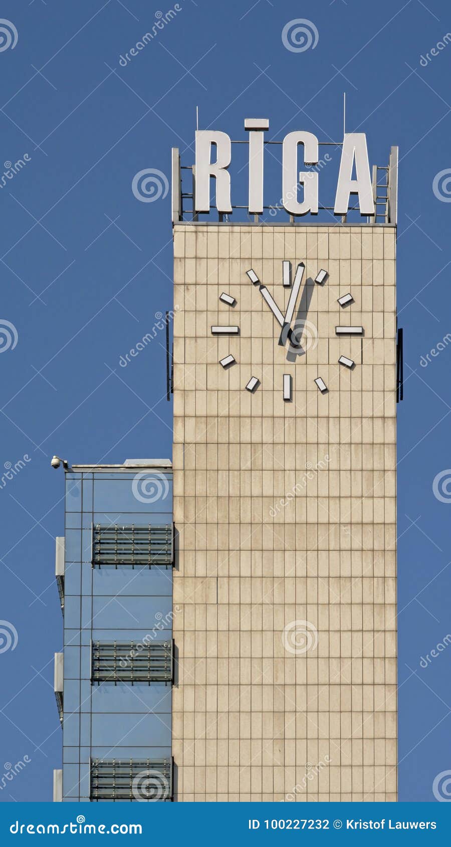 Riga clock tower, Latvia editorial photography. Image of railstation ...