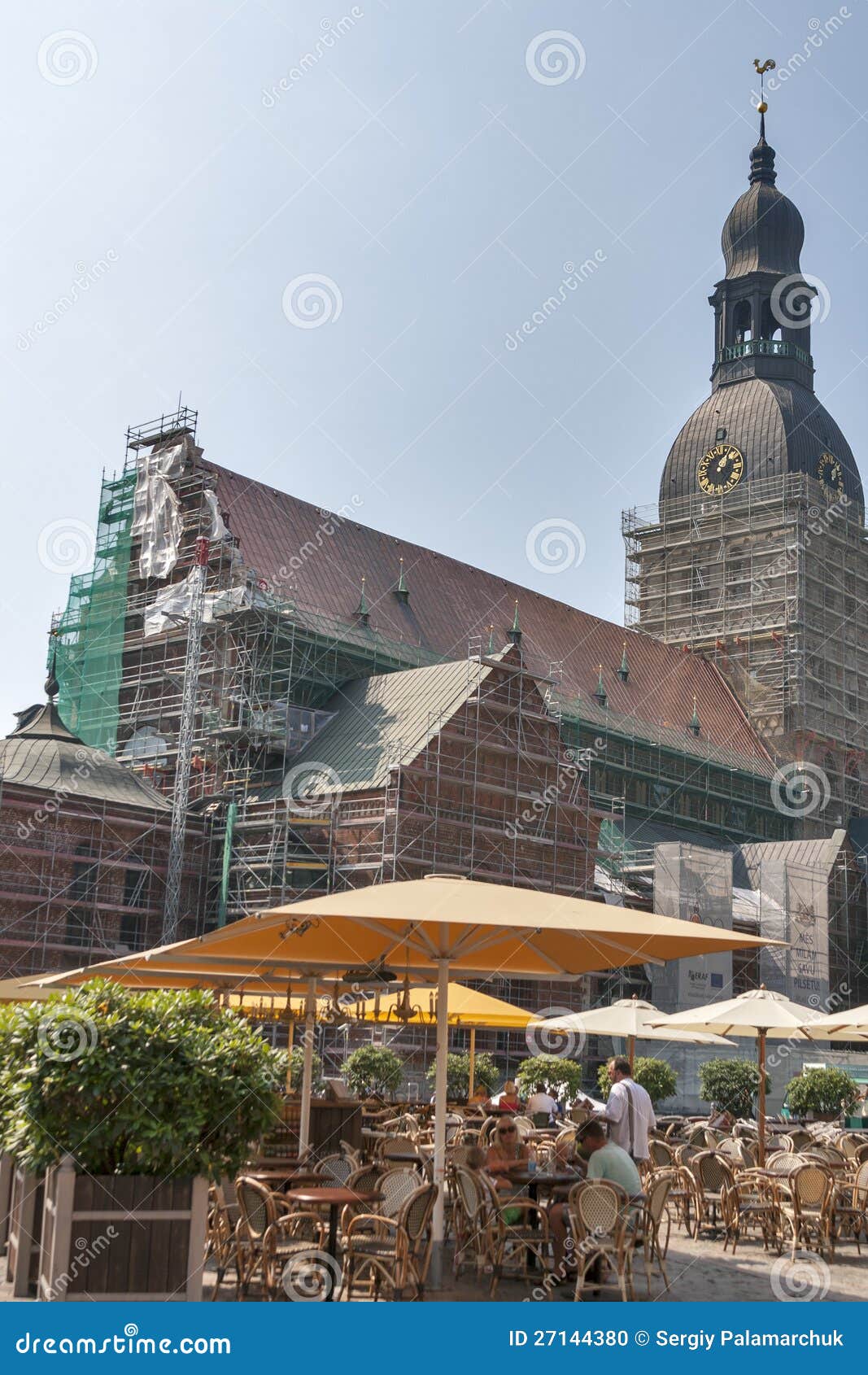 Riga Dome Square Doma Laukums Near The Dome Cathedral At Night. Its ...