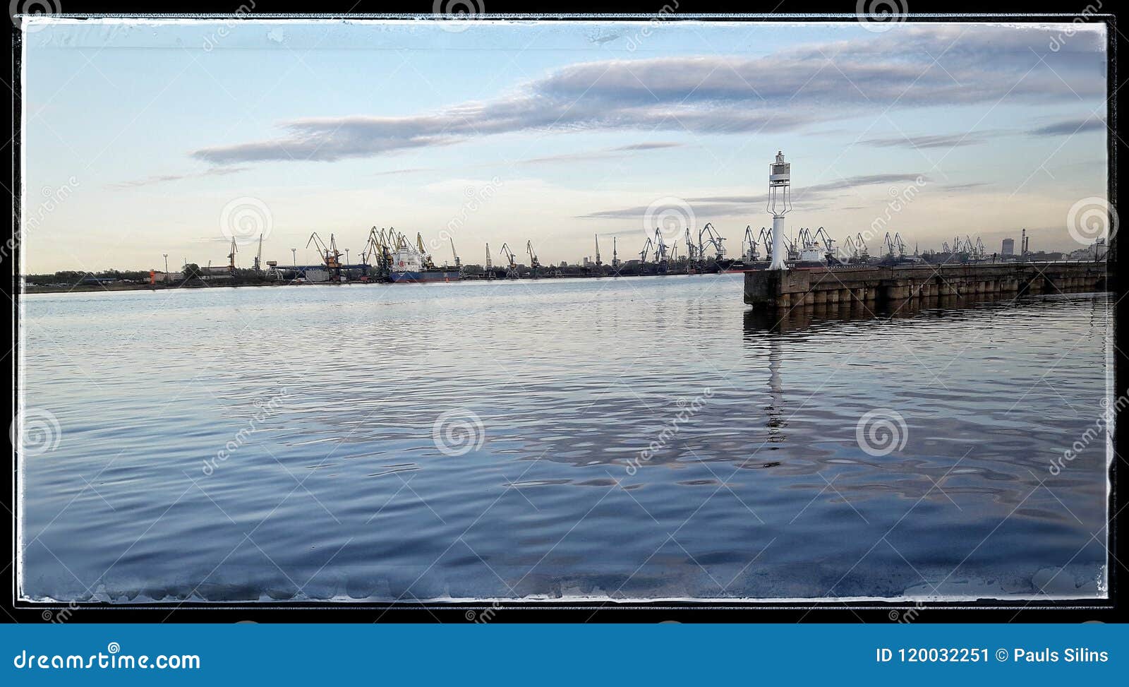 Harbour sunset stock image. Image of early, daugava - 120032251