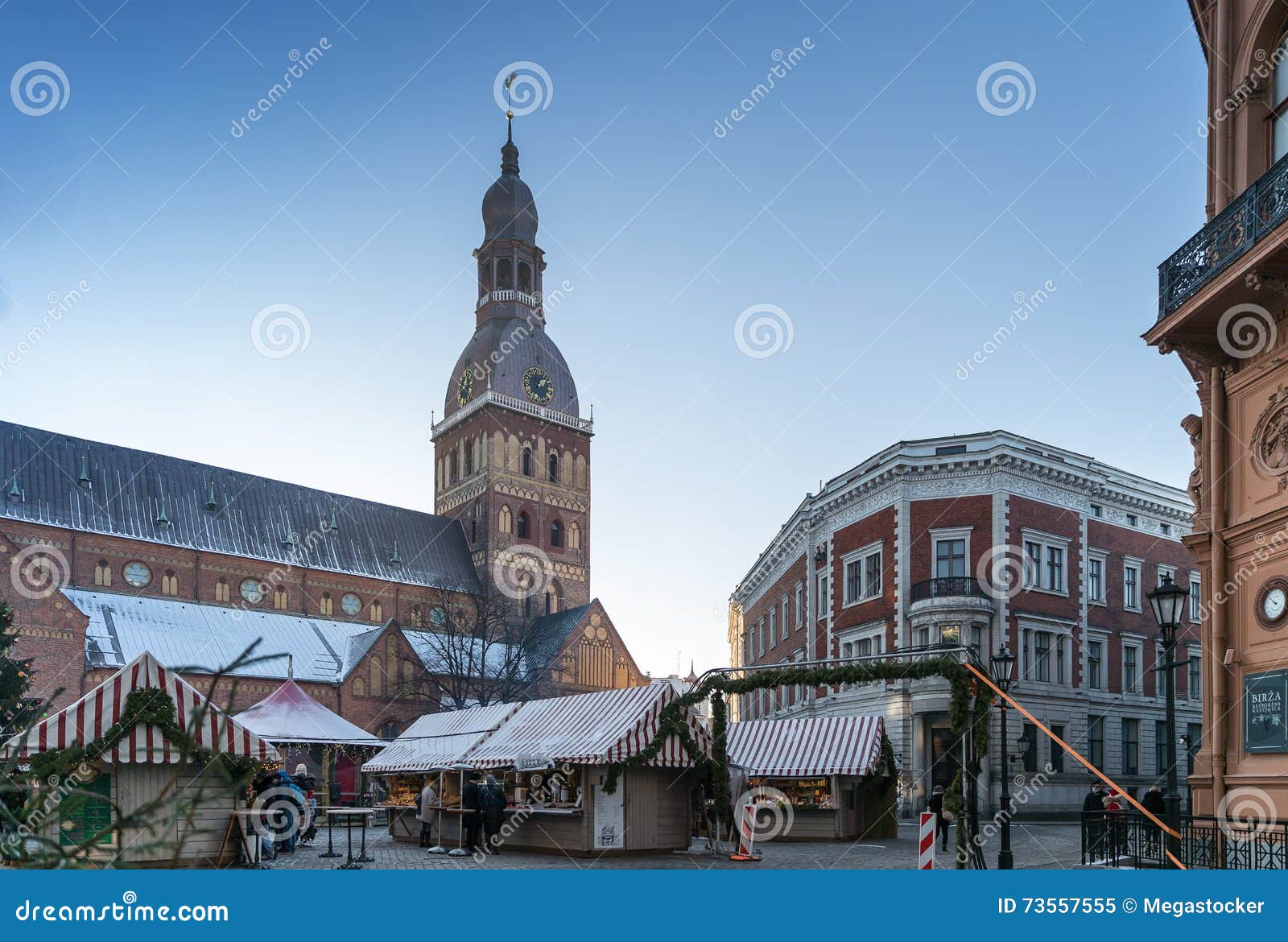 RIGA, LATVIA - DECEMBER 30 2015: Dome Square at Christmas Editorial ...