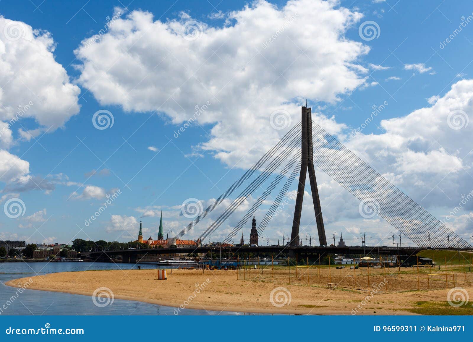 Riga, Latvia - July 19, 2017: Cable-stayed Bridge in Riga in Summer ...