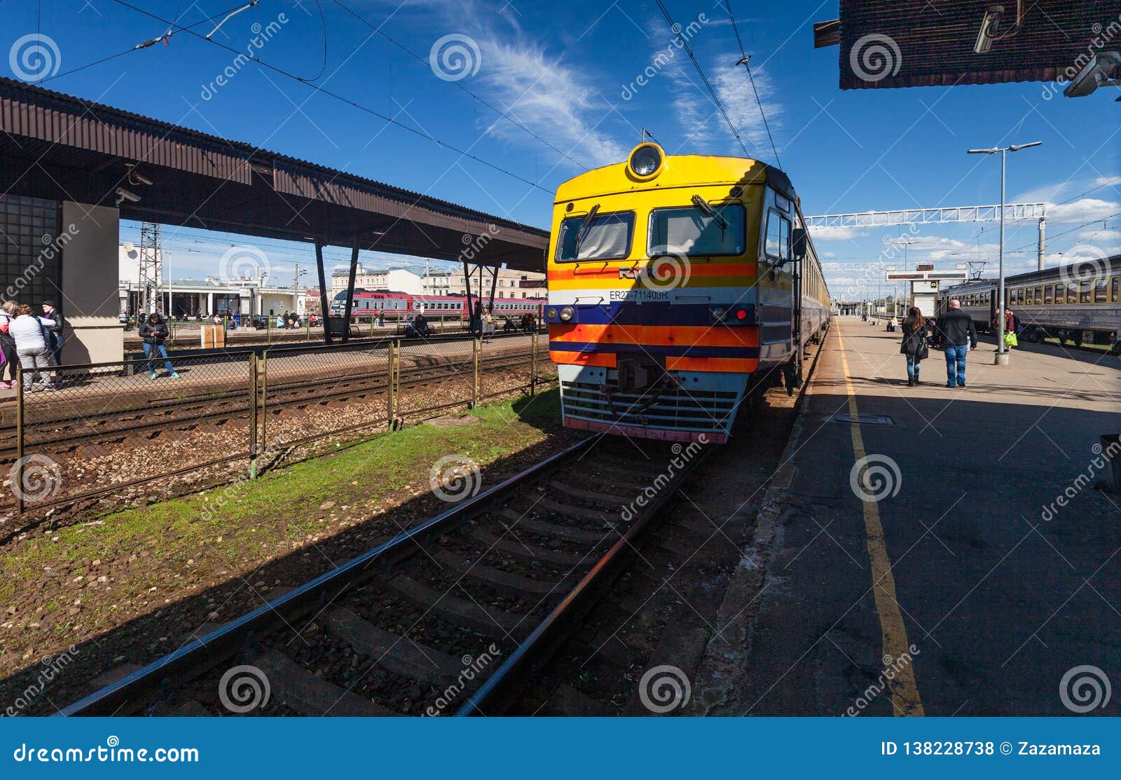 Riga, Latvia - May 7, 2017: Passengers and Train are on the Platform at ...