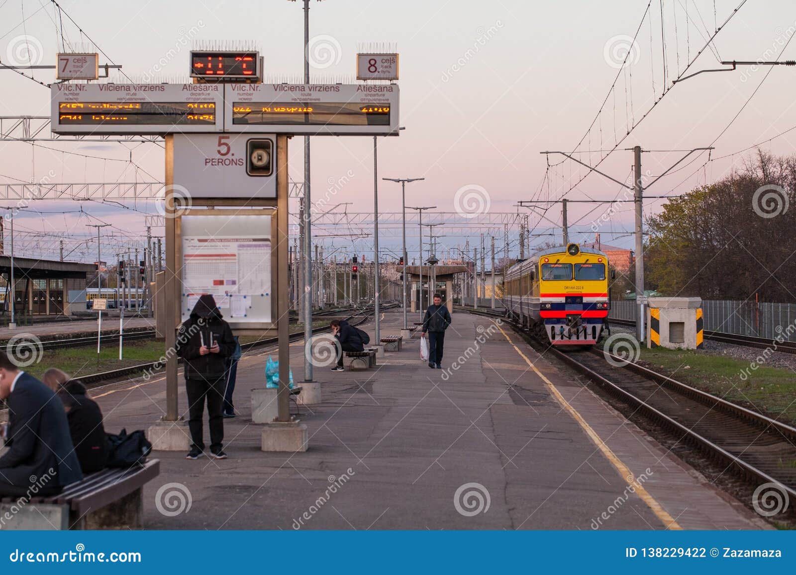 Riga, Latvia - May 7, 2017: Passengers and Train are on the Platform at ...