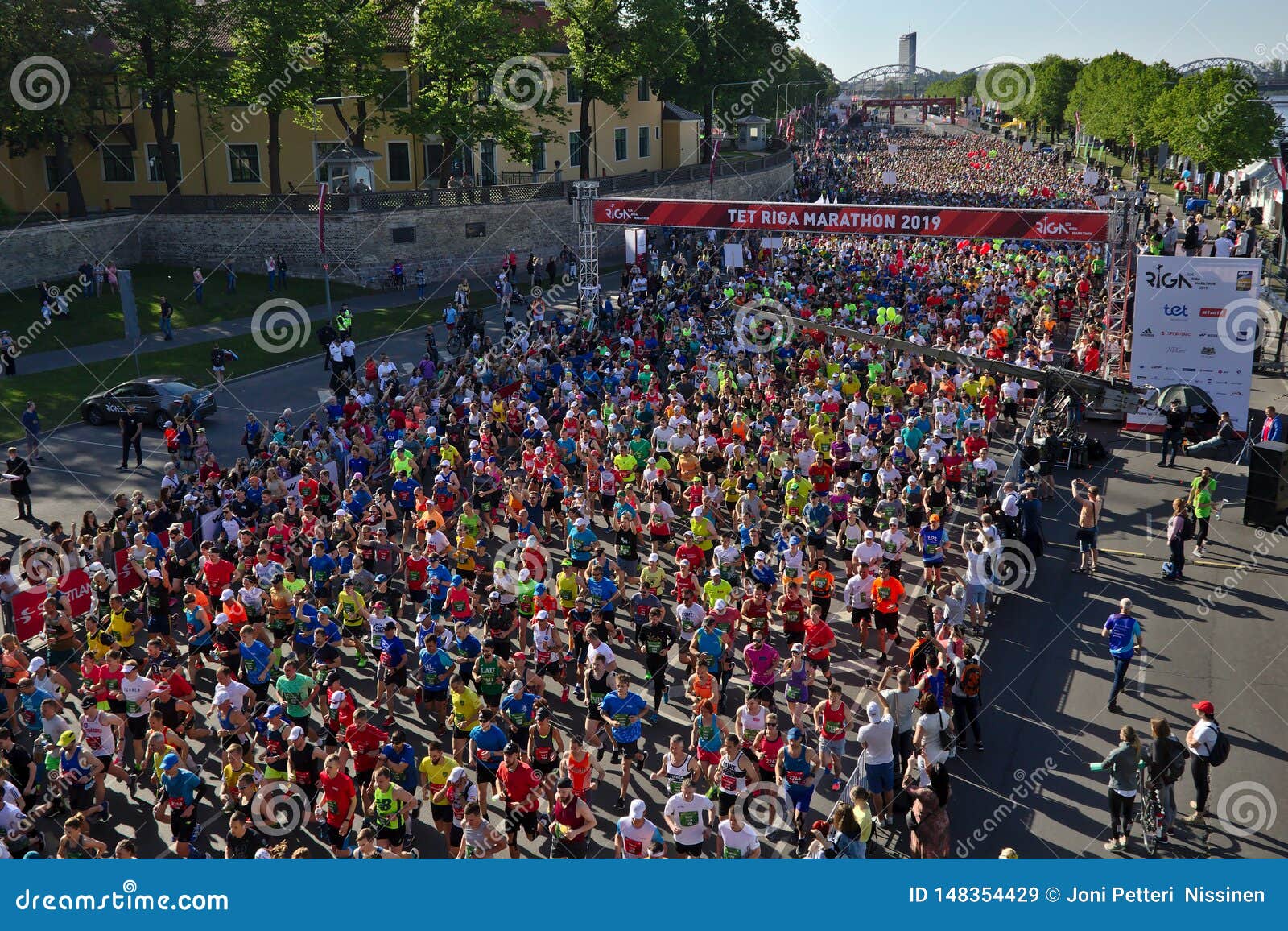 Riga, Latvia - May 19 2019: Riga TET Marathon Runners Running from ...