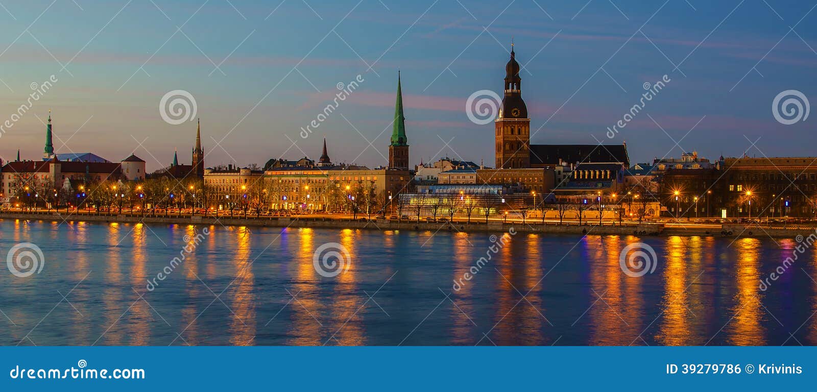 Riga (Latvia) at night stock photo. Image of gothic, evening - 39279786