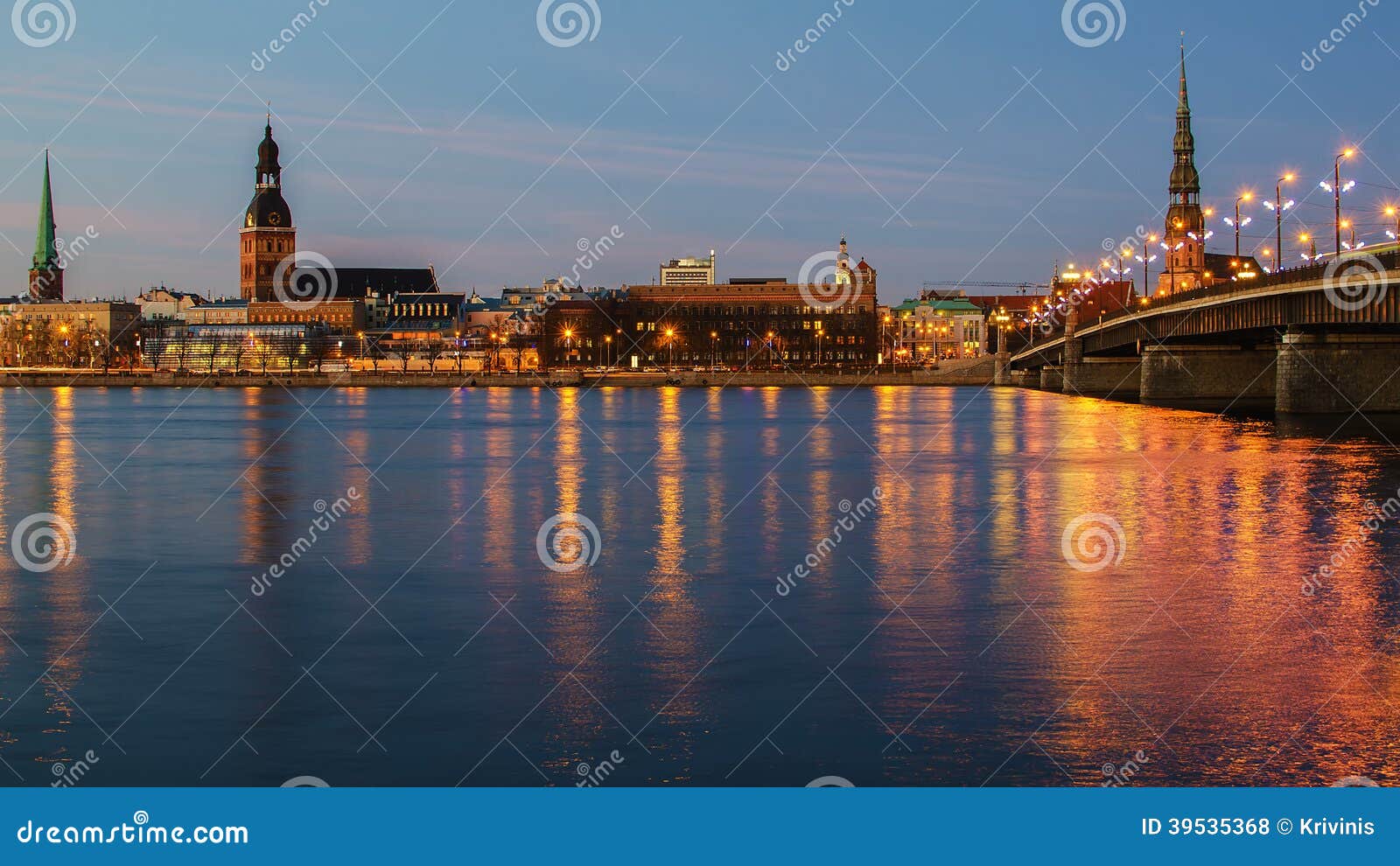 Riga (Latvia) at night stock photo. Image of daugava - 39535368