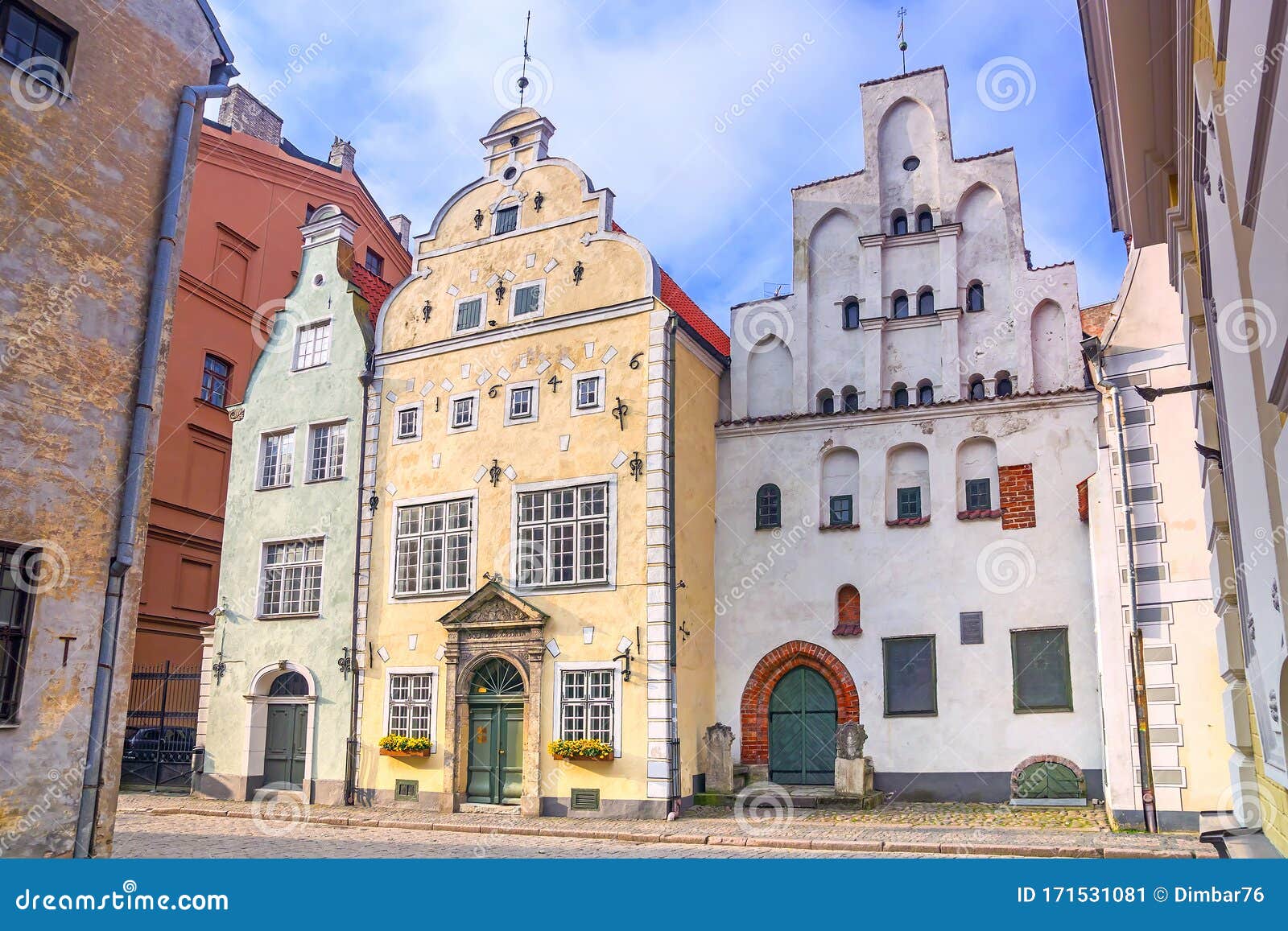 Riga, Latvia. Three Brothers Houses in Riga Stock Image - Image of ...