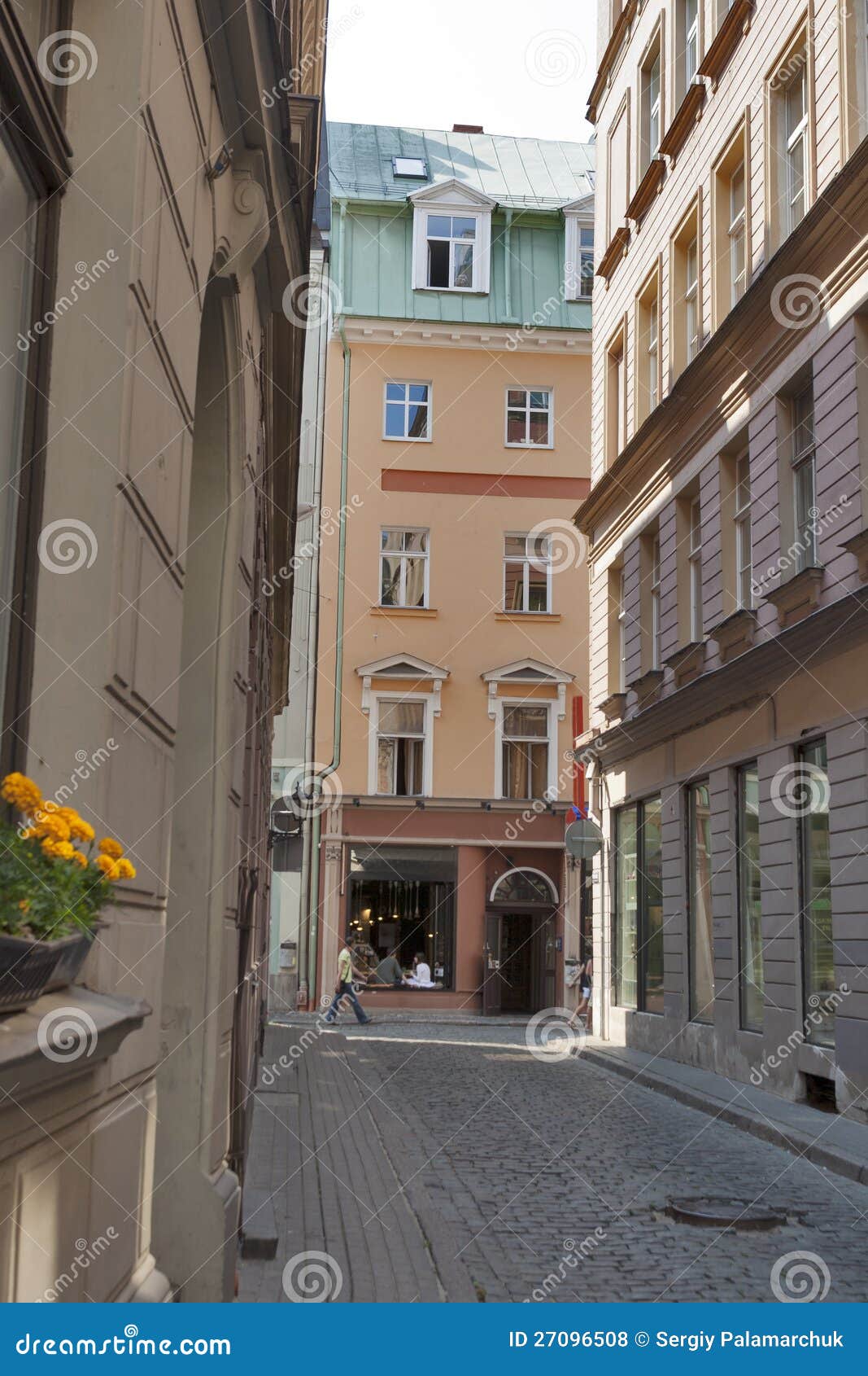 Riga narrow street stock photo. Image of window, town - 27096508