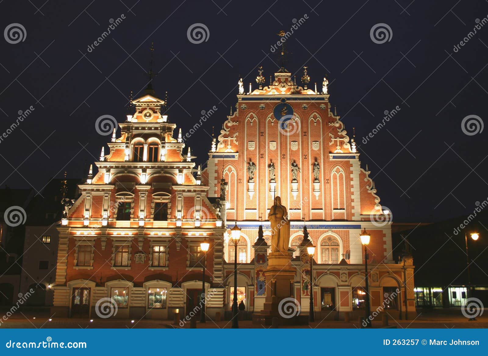 Riga by Night stock image. Image of monument, blackhead - 263257