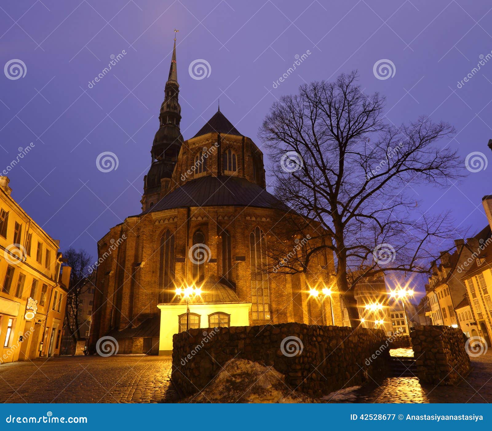 Riga in the night stock image. Image of europe, restoring - 42528677