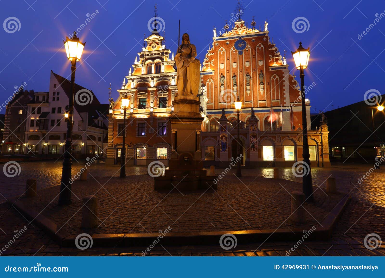 Riga in the night stock image. Image of ancient, night - 42969931