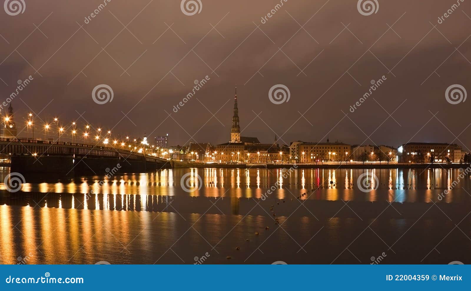 Riga night scene stock image. Image of latvia, landmark - 22004359