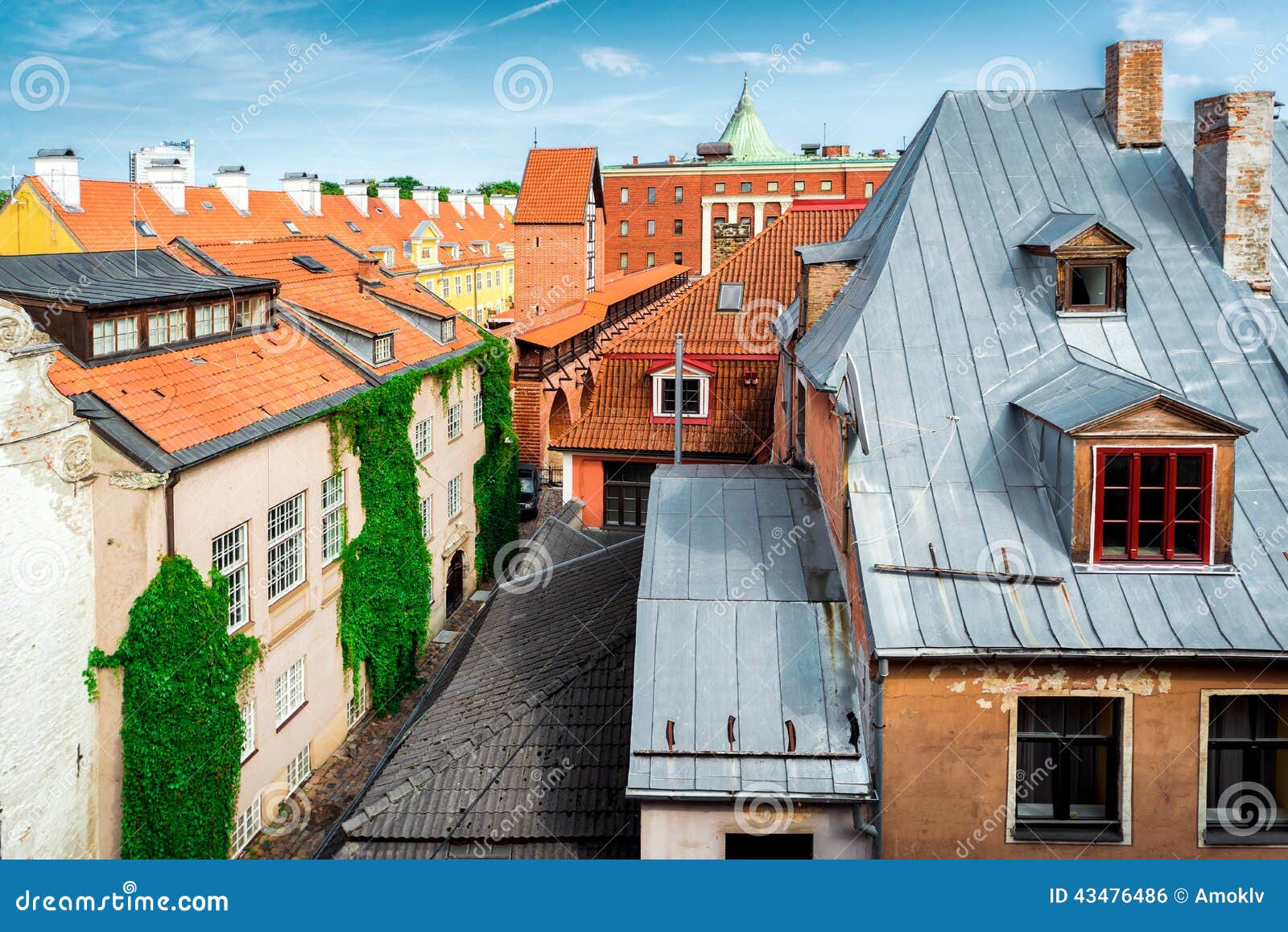 Riga Old Town rooftops stock photo. Image of architectural - 43476486