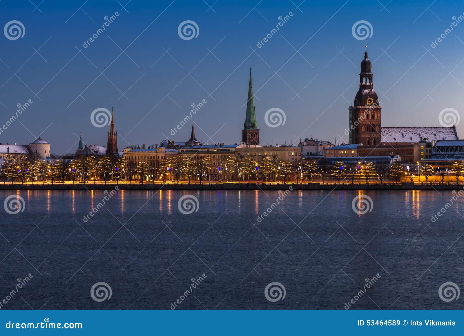 Riga Old Town skyline stock image. Image of electric - 53464589