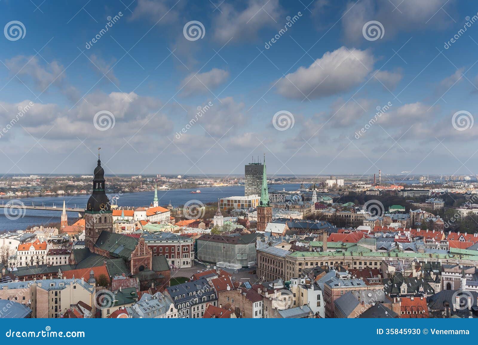 Riga panorama stock photo. Image of riverbank, city, european - 35845930