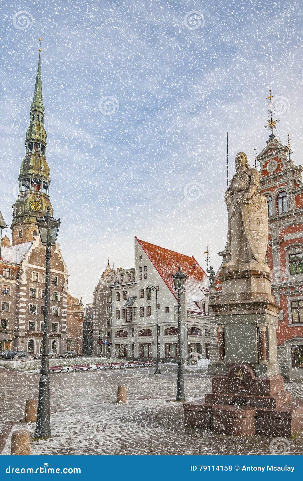 Riga Snow Starts Falling stock photo. Image of building - 79114158