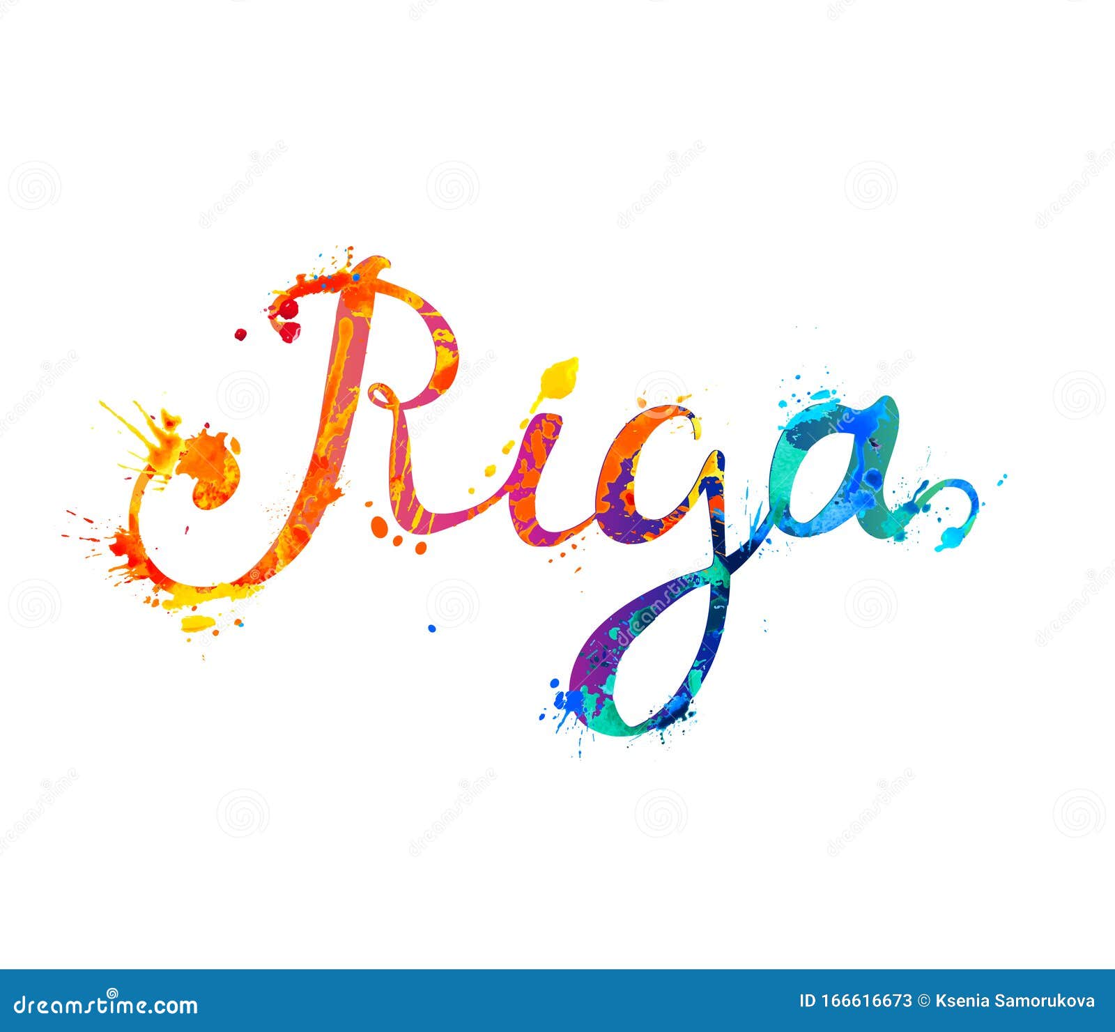 Riga. Splash Paint Calligraphic Inscription Stock Vector - Illustration ...