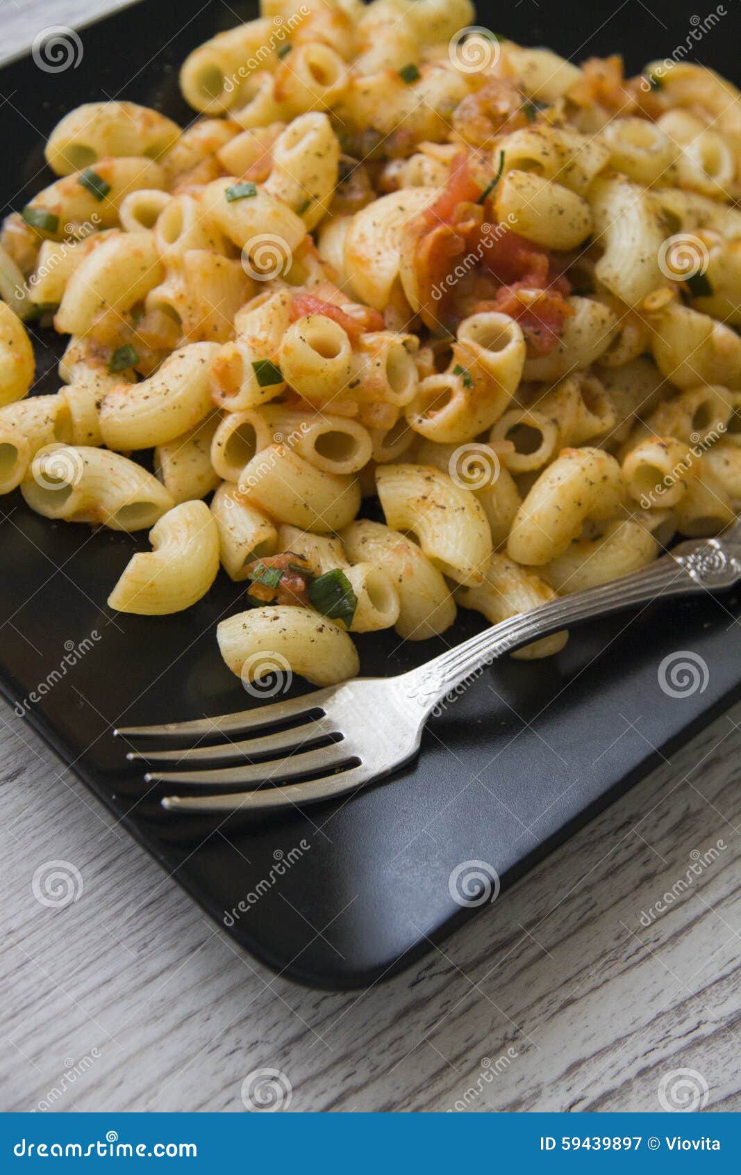 Rigati Served on Black Plate Stock Image - Image of nutrition, meal ...
