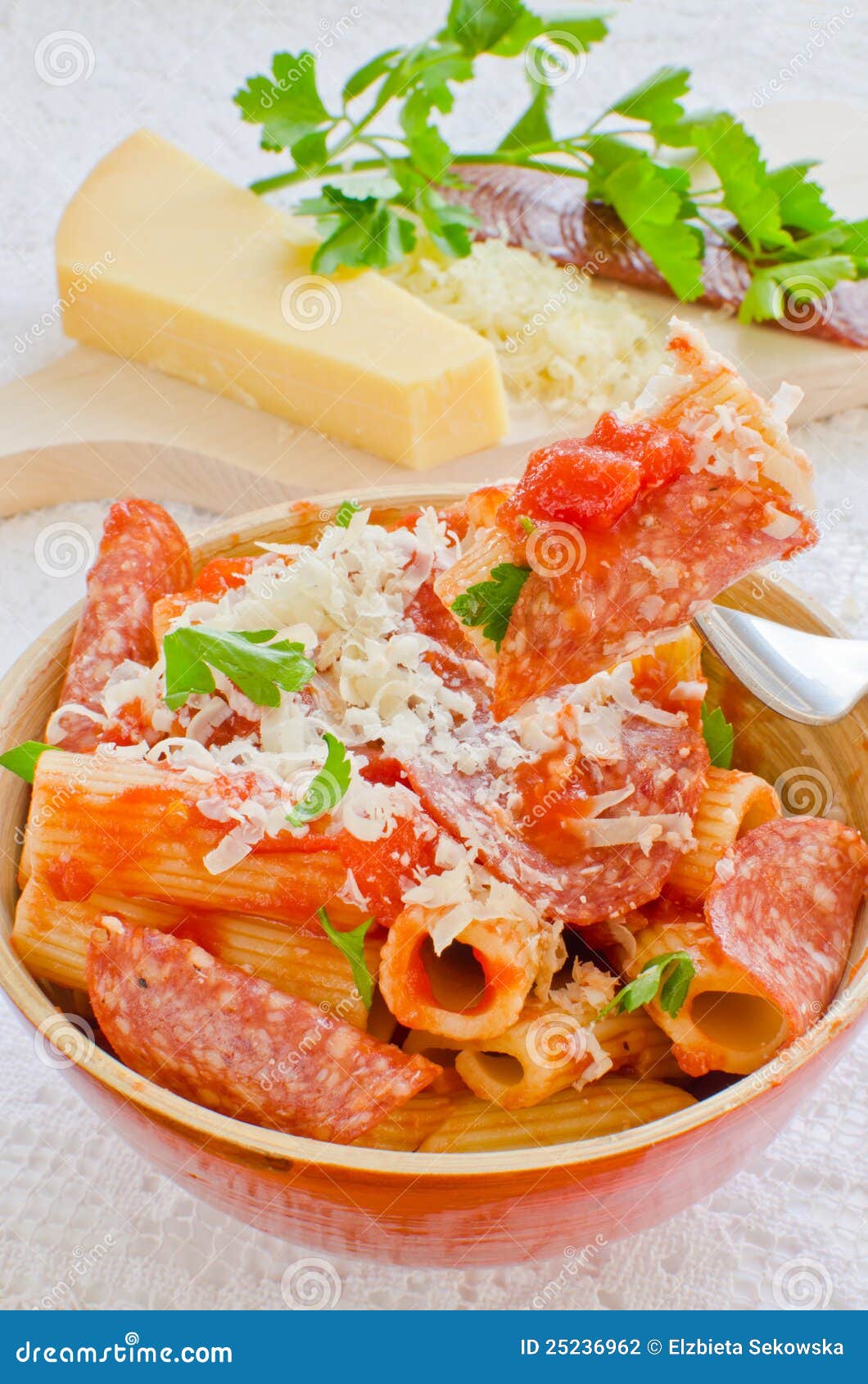 Rigatoni pasta stock photo. Image of pasta, cheese, meat - 25236962