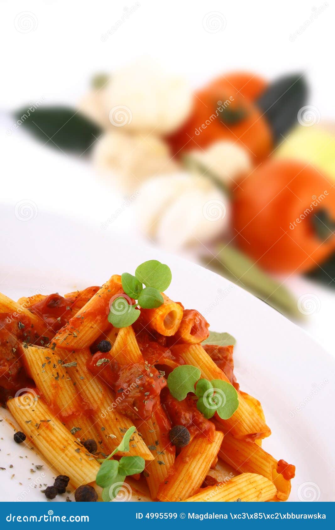 Rigatoni Pasta stock image. Image of parsley, studio, side - 4995599