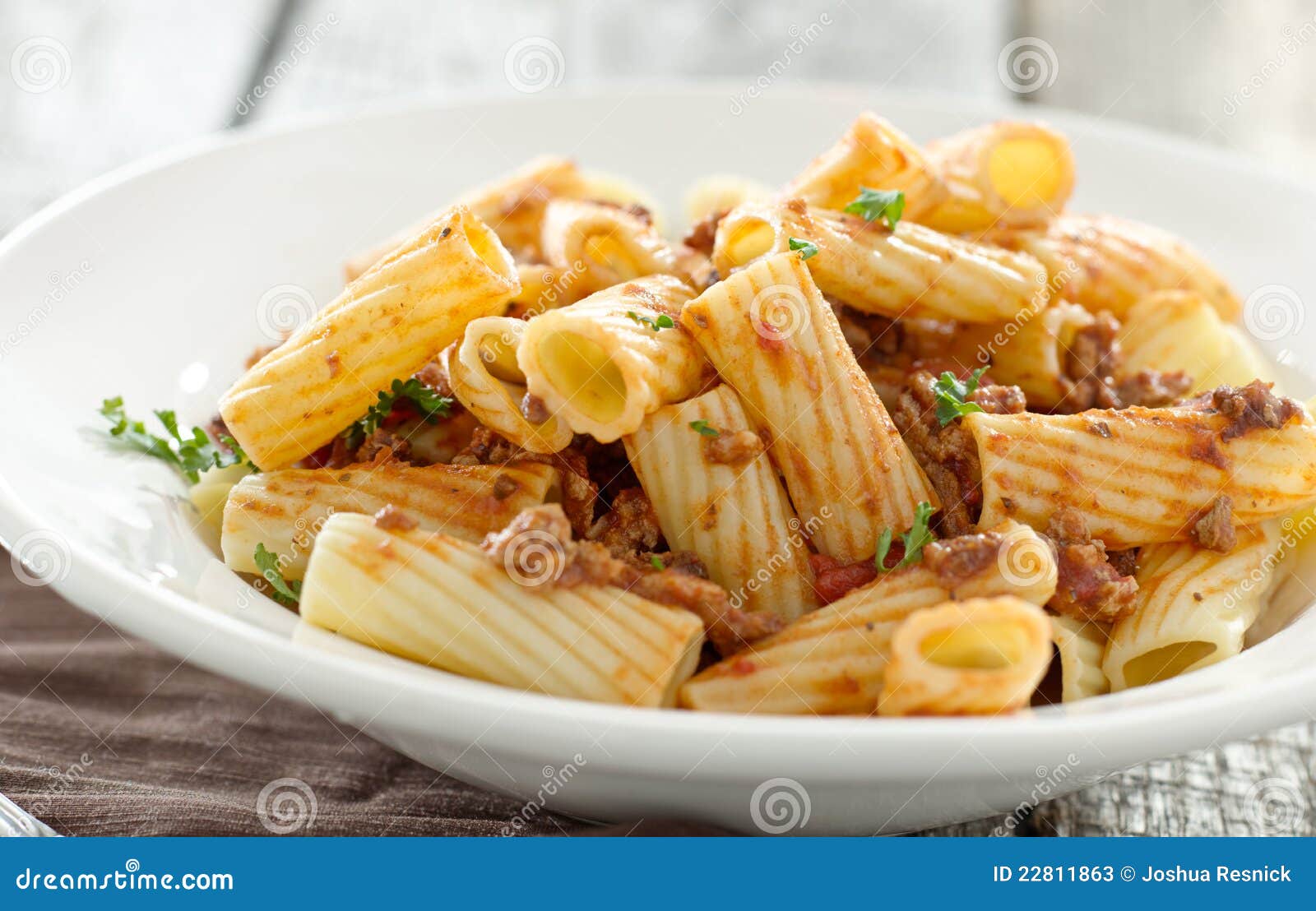 Rigatoni Pasta with a Tomato Beef Sauce Stock Image - Image of meat ...