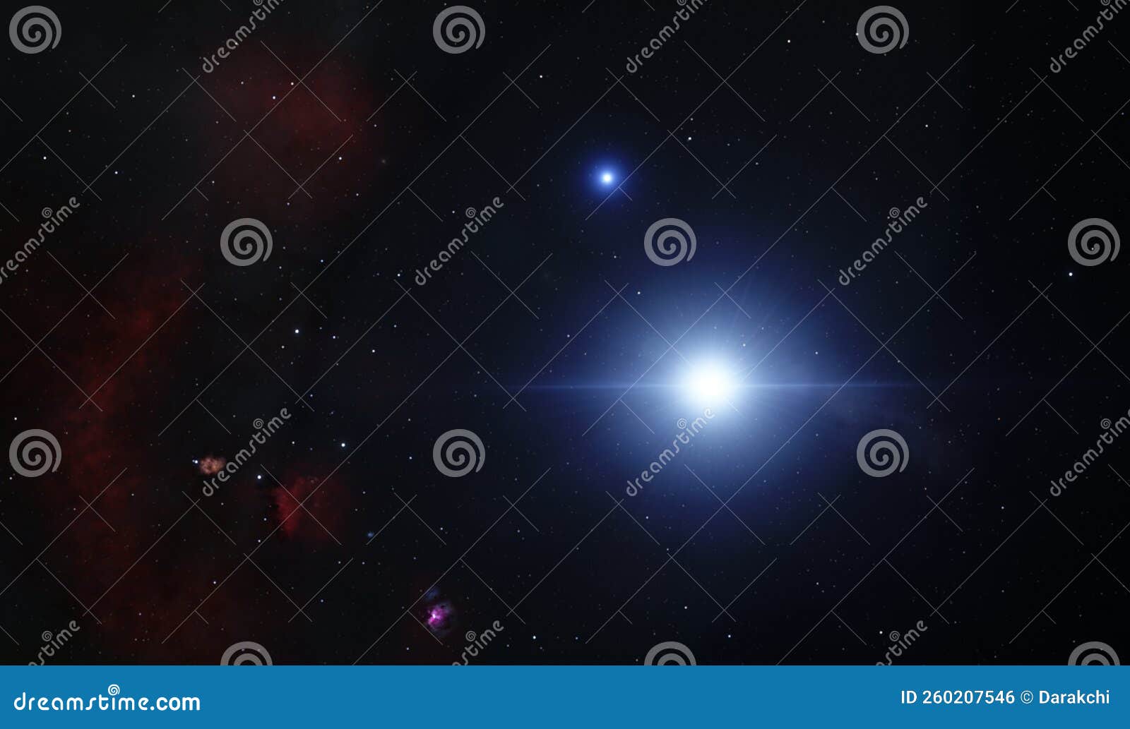 Rigel Star And Nebula 3d Illustration Background Royalty-Free Cartoon ...