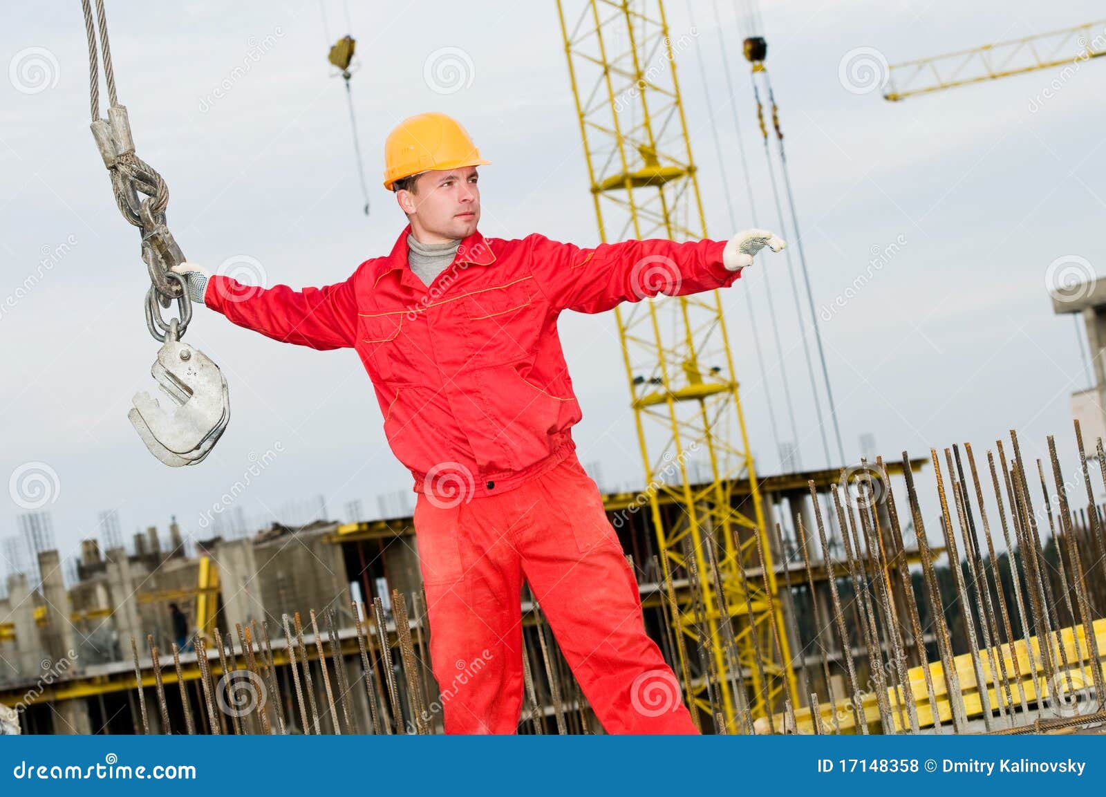 Rigger Construction Worker Hand Wearing A Heavy Duty Glove Reaching To ...