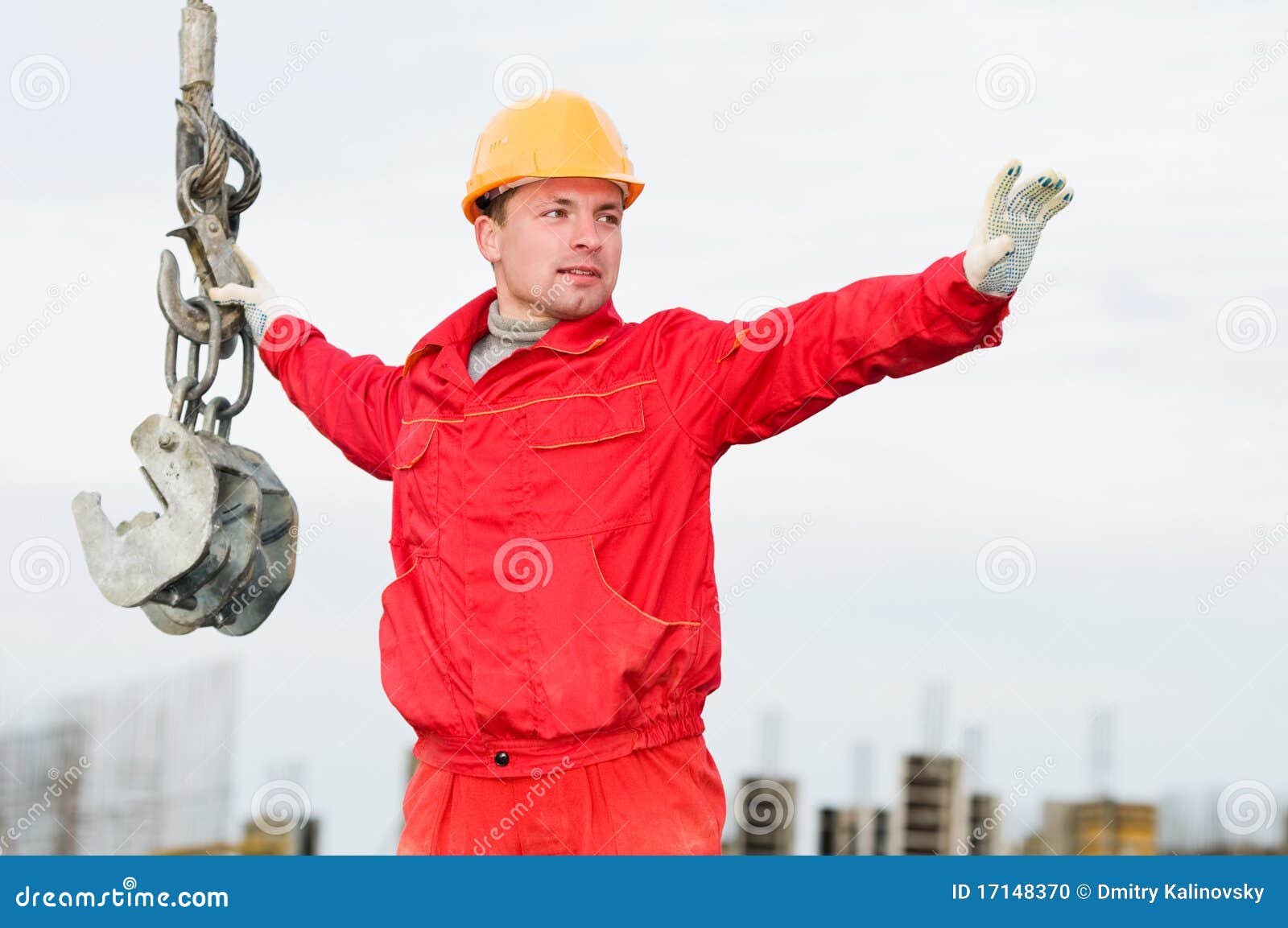 Rigger Construction Worker Hand Wearing A Heavy Duty Glove Reaching To ...