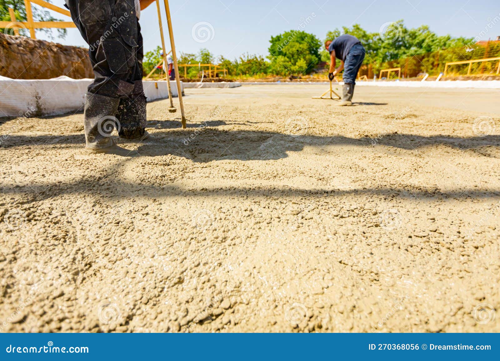 Rigger Checks Height of the Concrete after Casting into Building ...