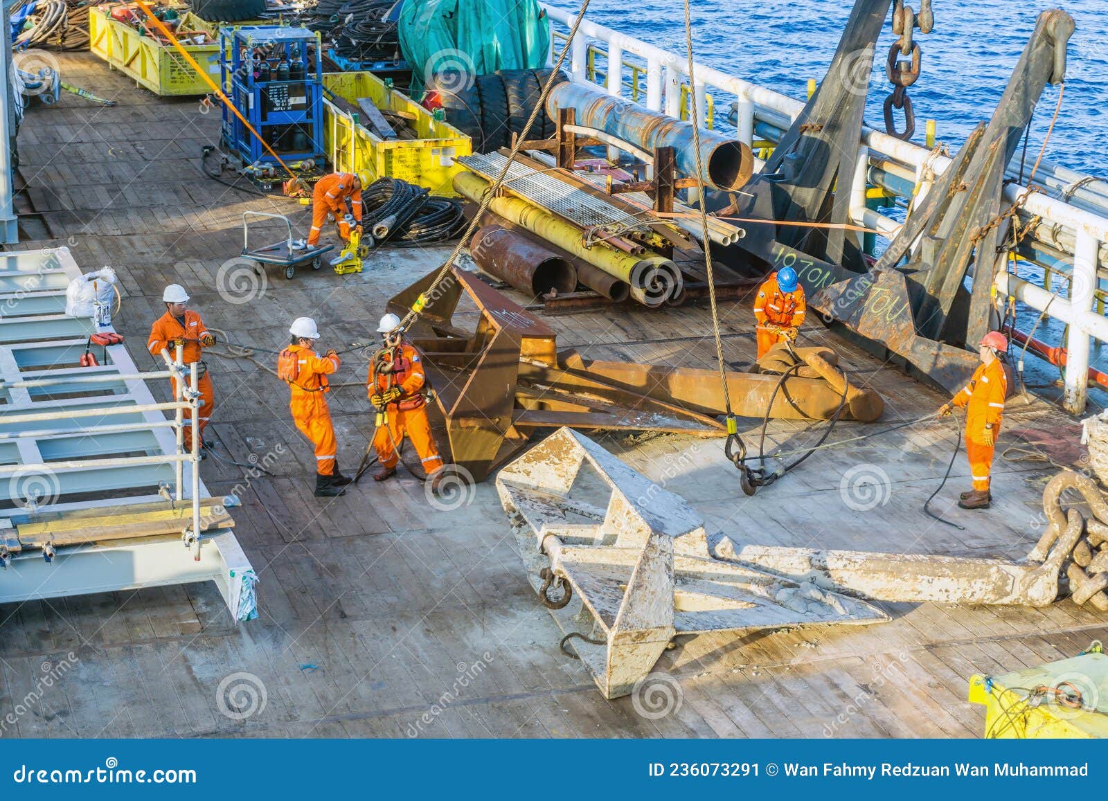 Rigger Working on a Construction Work Barge Editorial Photo - Image of ...