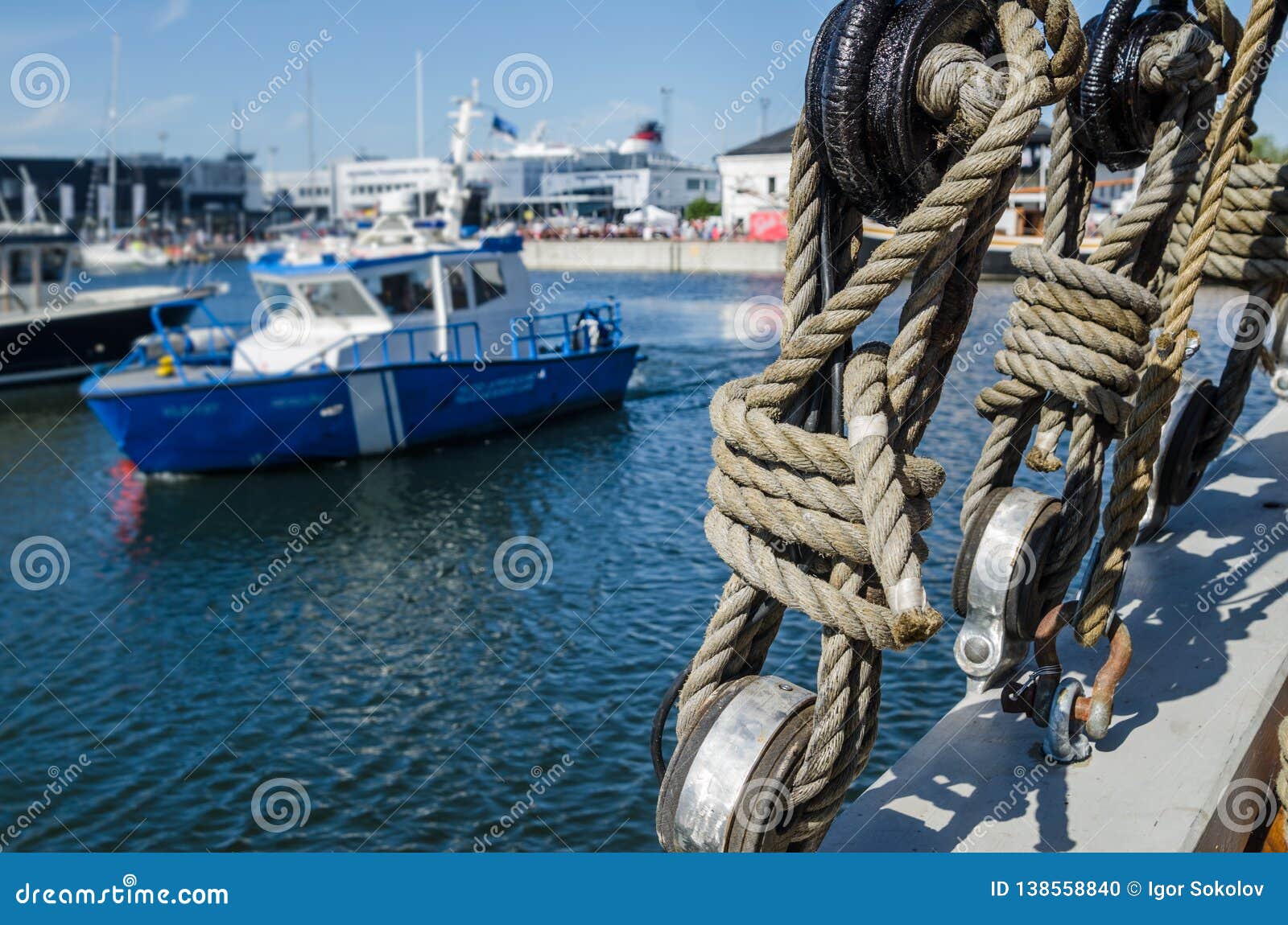 Rigging on the Deck of an Old Sailing Ship Stock Photo - Image of ...