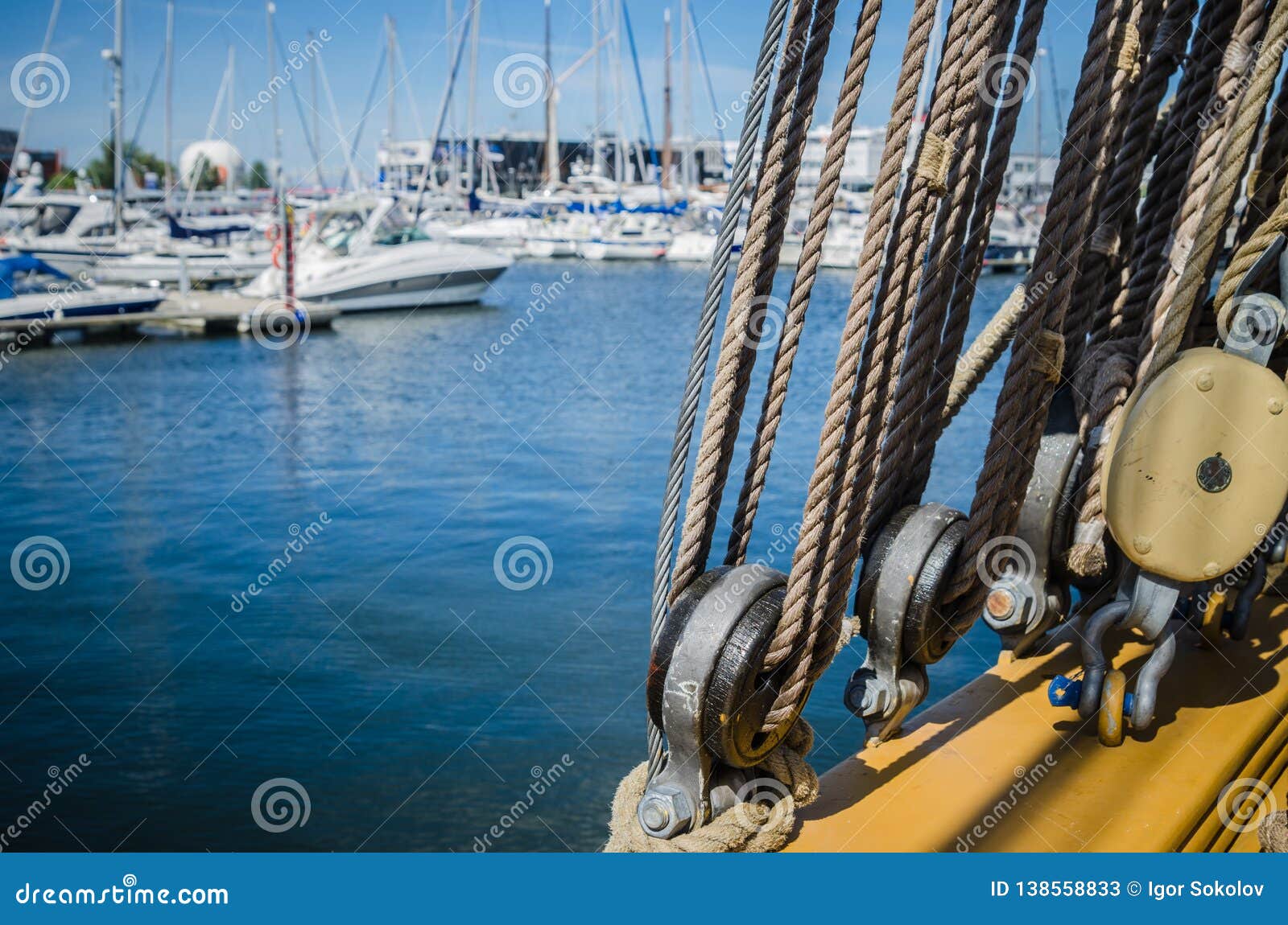 Rigging on the Deck of an Old Sailing Ship Stock Image - Image of cable ...