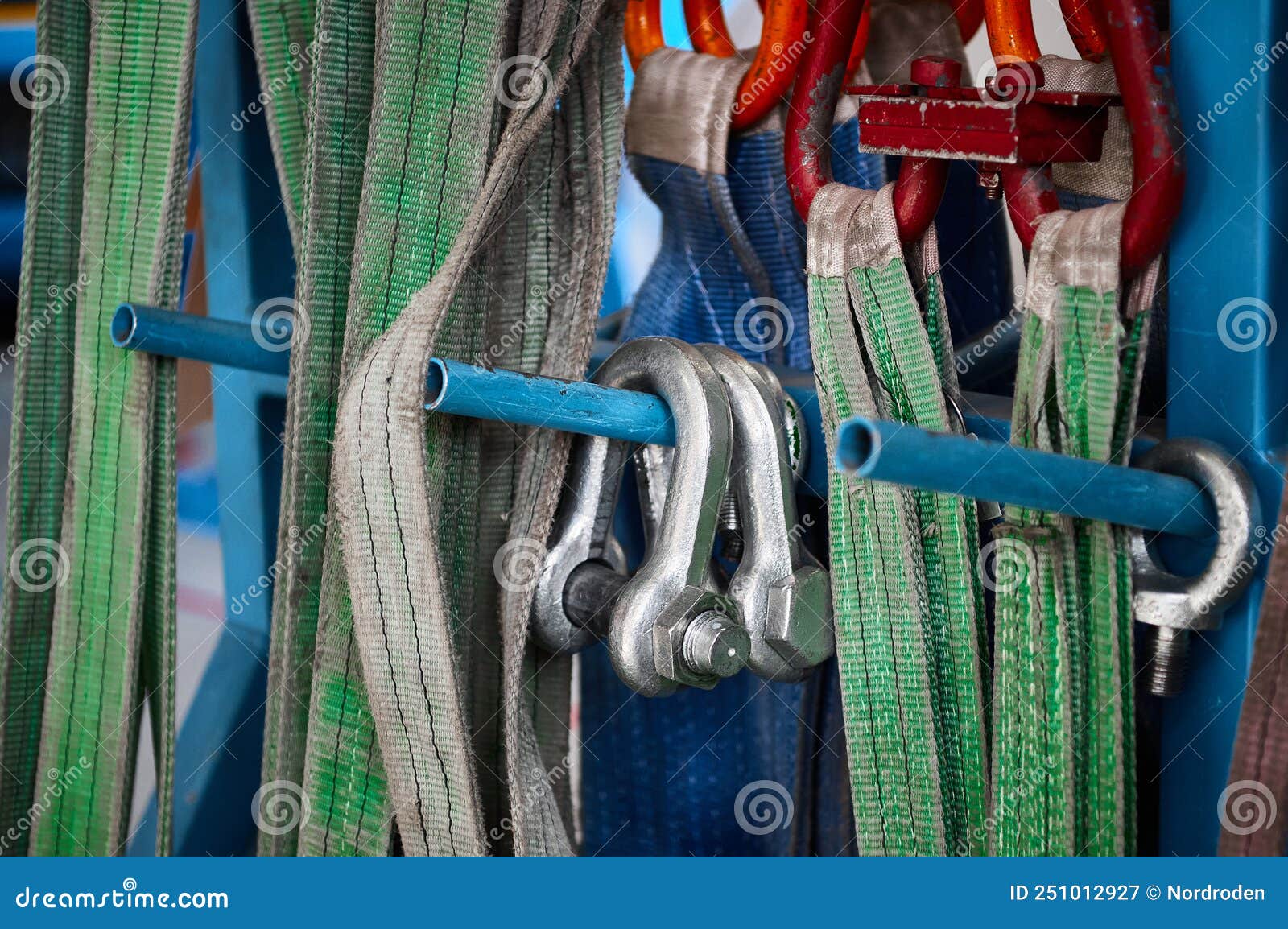 Rigging Equipment with Strops Hangs on Rack in Warehouse Stock Image ... Rigging Equipment with Strops Hangs on Rack in Warehouse Stock Image ...