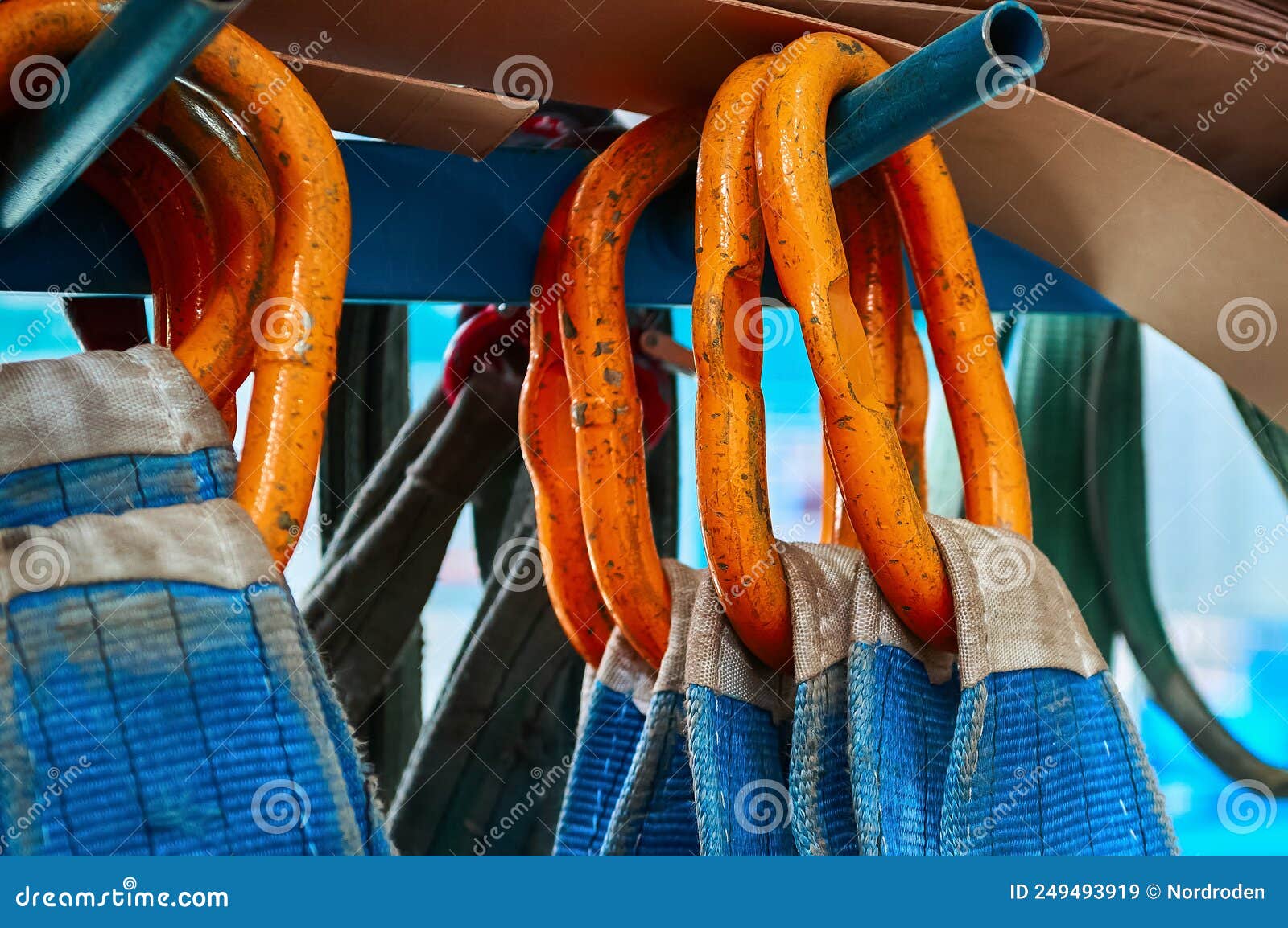 Rigging Equipment with Textile Strops Hangs on Rack Hooks Stock Image ... Rigging Equipment with Textile Strops Hangs on Rack Hooks Stock Image ...