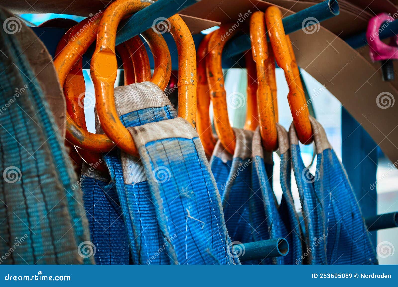 Rigging Equipment with Textile Strops Hangs on Rack Hooks Stock Image ... Rigging Equipment with Textile Strops Hangs on Rack Hooks Stock Image ...
