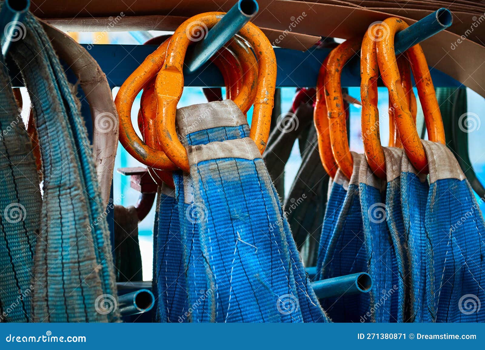 Rigging Equipment with Textile Strops Hangs on Rack Hooks Stock Image ... Rigging Equipment with Textile Strops Hangs on Rack Hooks Stock Image ...