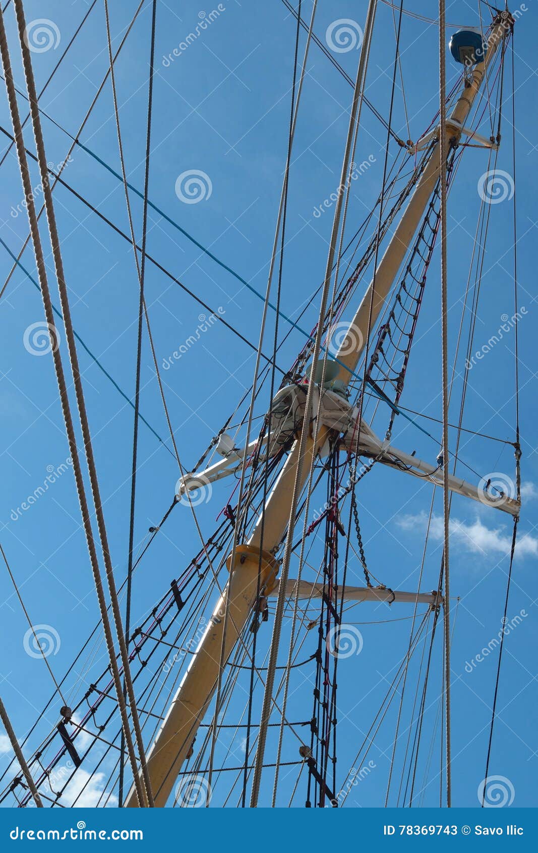 Rigging of a Large Sailing Vessel Stock Image - Image of ocean, spars ...