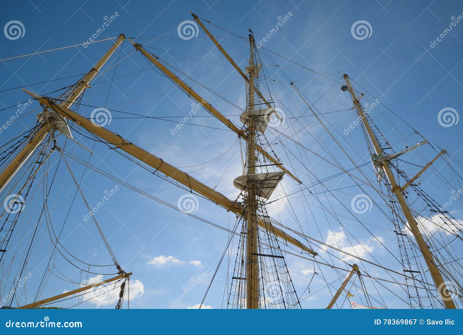 Rigging of a Large Sailing Vessel Stock Image - Image of boat, historic ...
