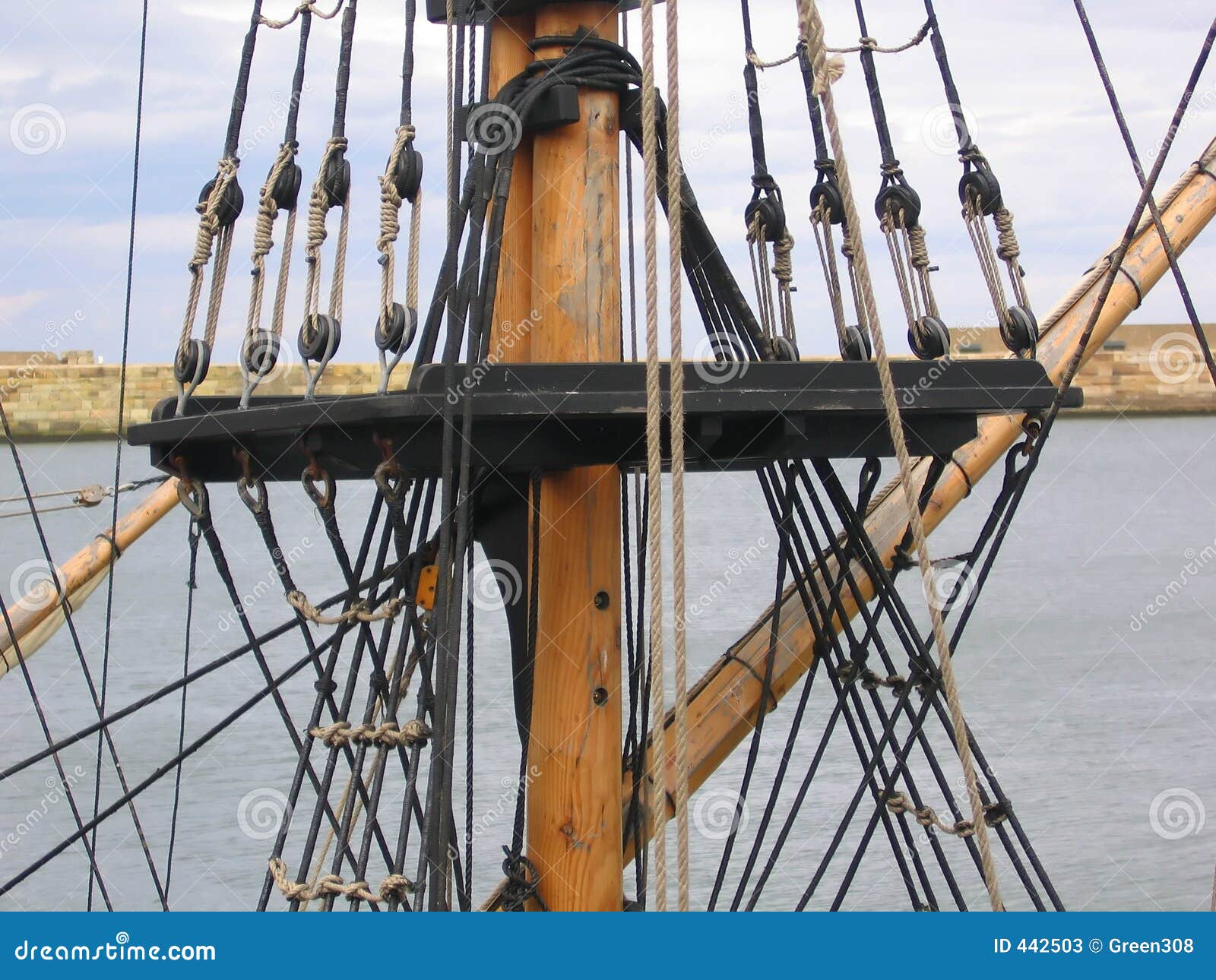Rigging of Old Sailing Ship Stock Image - Image of rigging, port: 442503