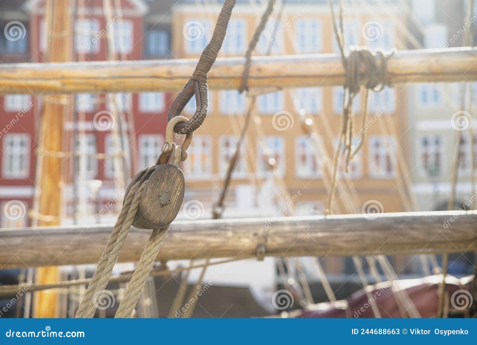 Rigging on an Old Sailing Ship in Denmark Stock Image - Image of anchor ...