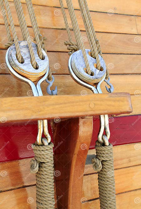 Sailboat Rigging. Rope and Pulleys Stock Image - Image of maritime ...
