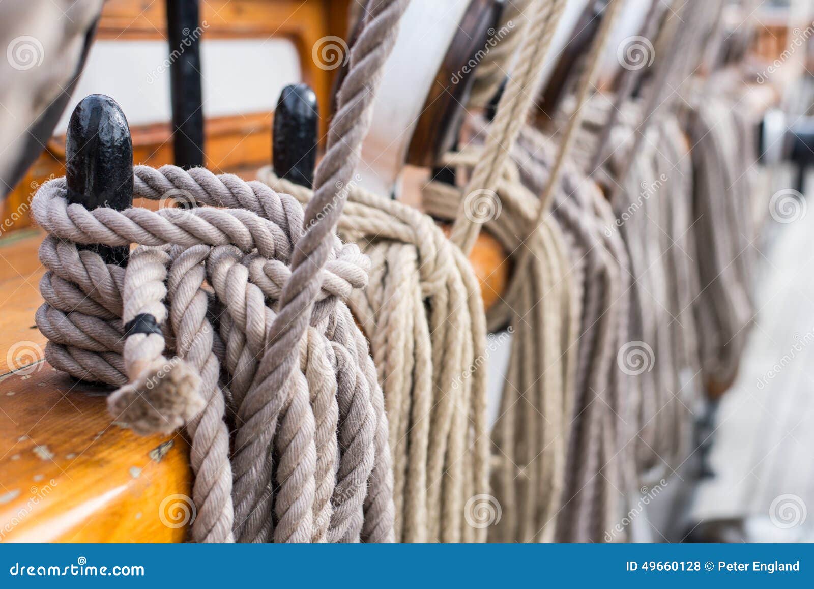 Rigging Rope Tied Up OnBoard Ship Stock Photo - Image of distance ...