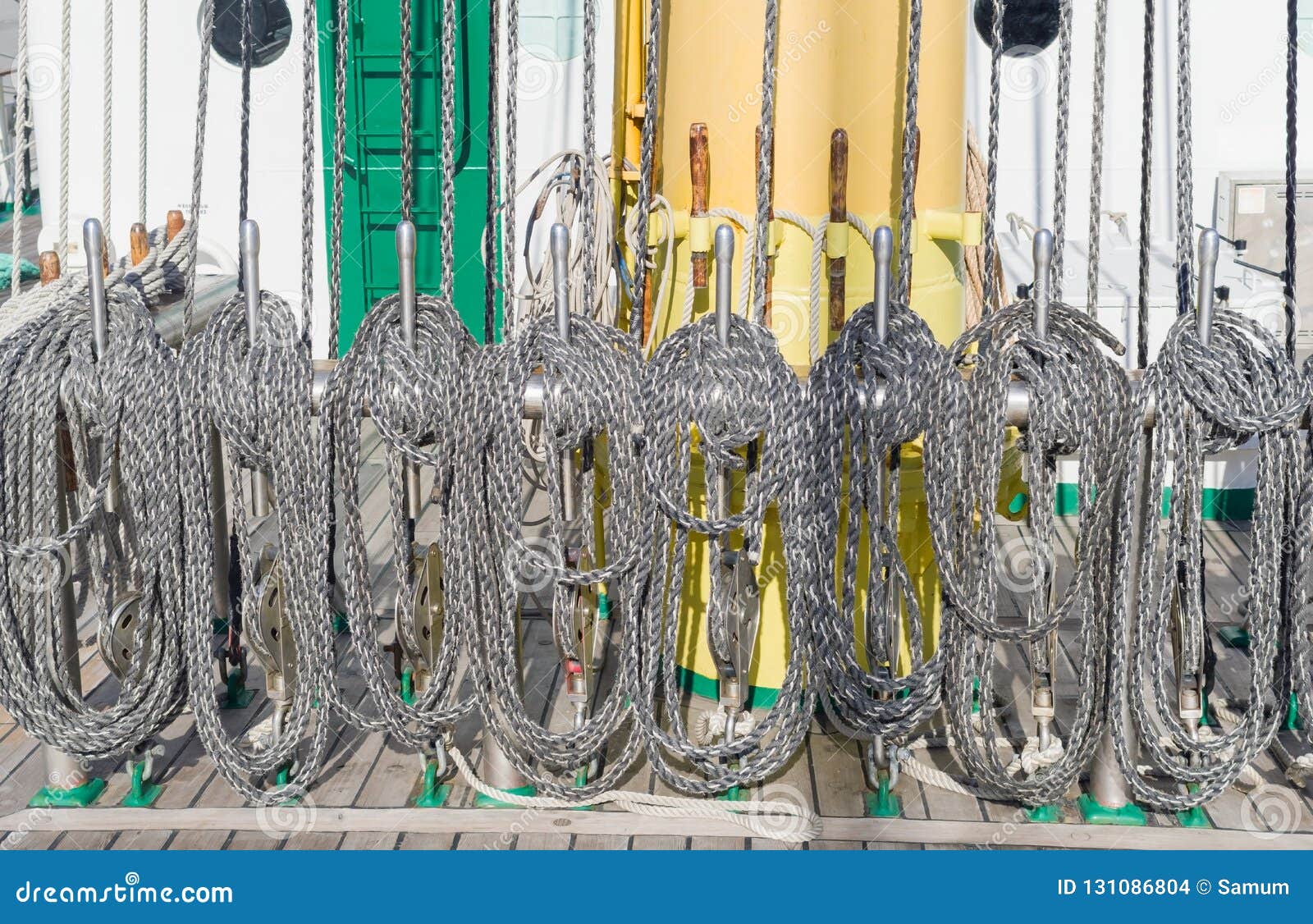 Rigging on a ship stock photo. Image of marine, horizontal - 131086804