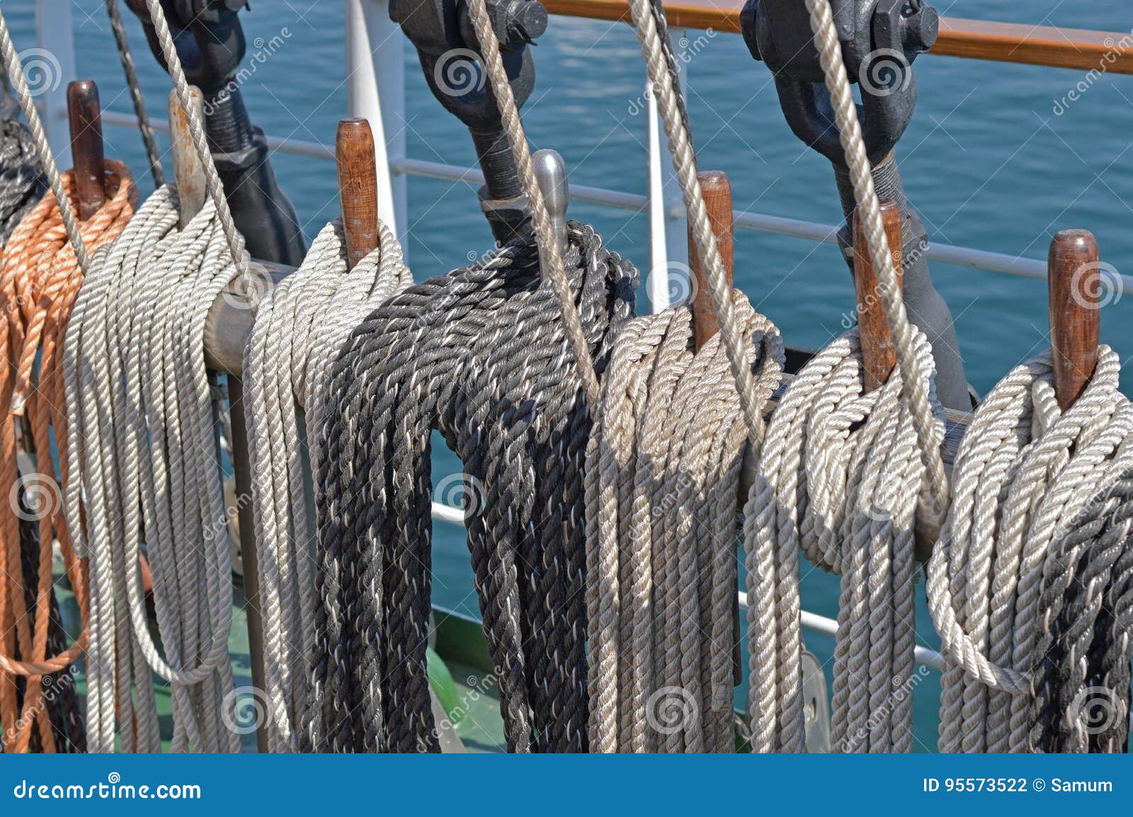 Rigging on a ship stock photo. Image of nautic, woven - 95573522