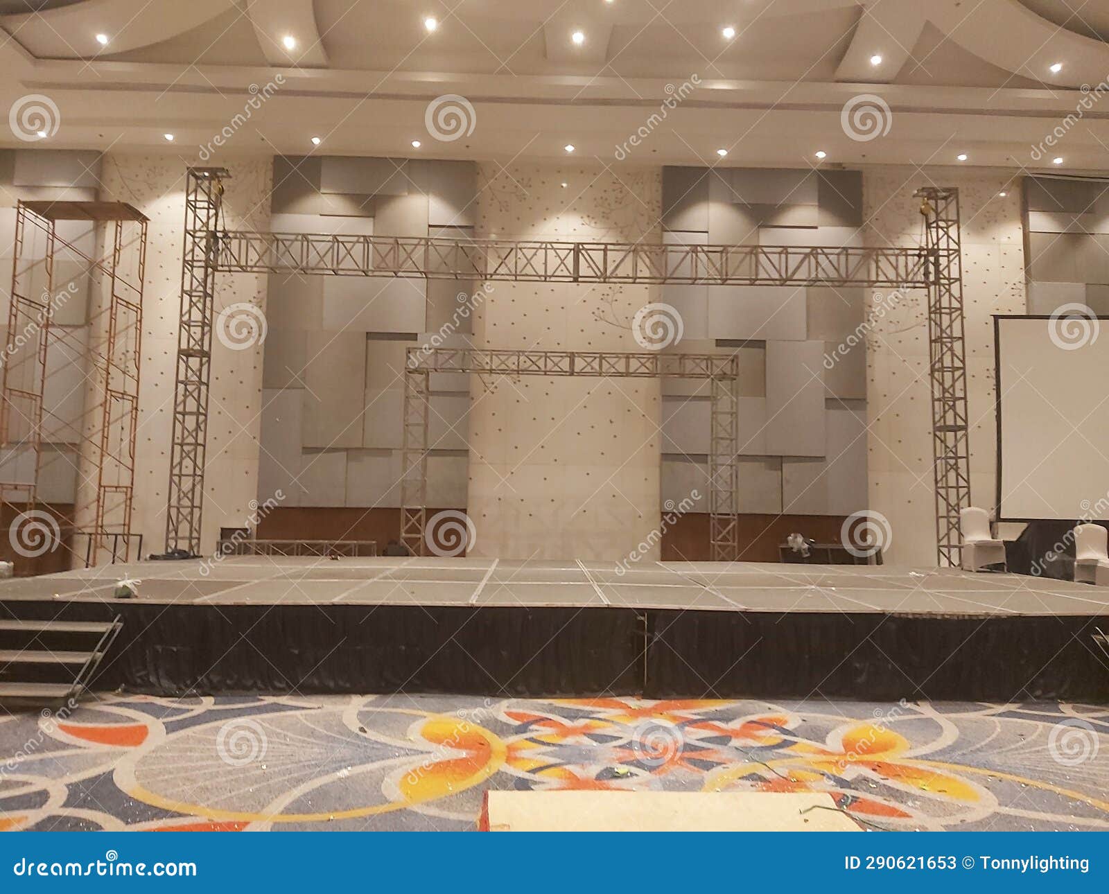 Rigging Truss and Empty Stage before Event Stock Image - Image of ...
