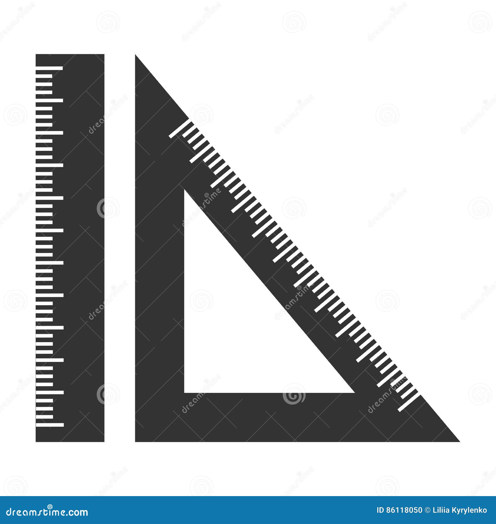 Righello E Squadra a Triangolo Della Siluetta Geometry Illustrazione di ...