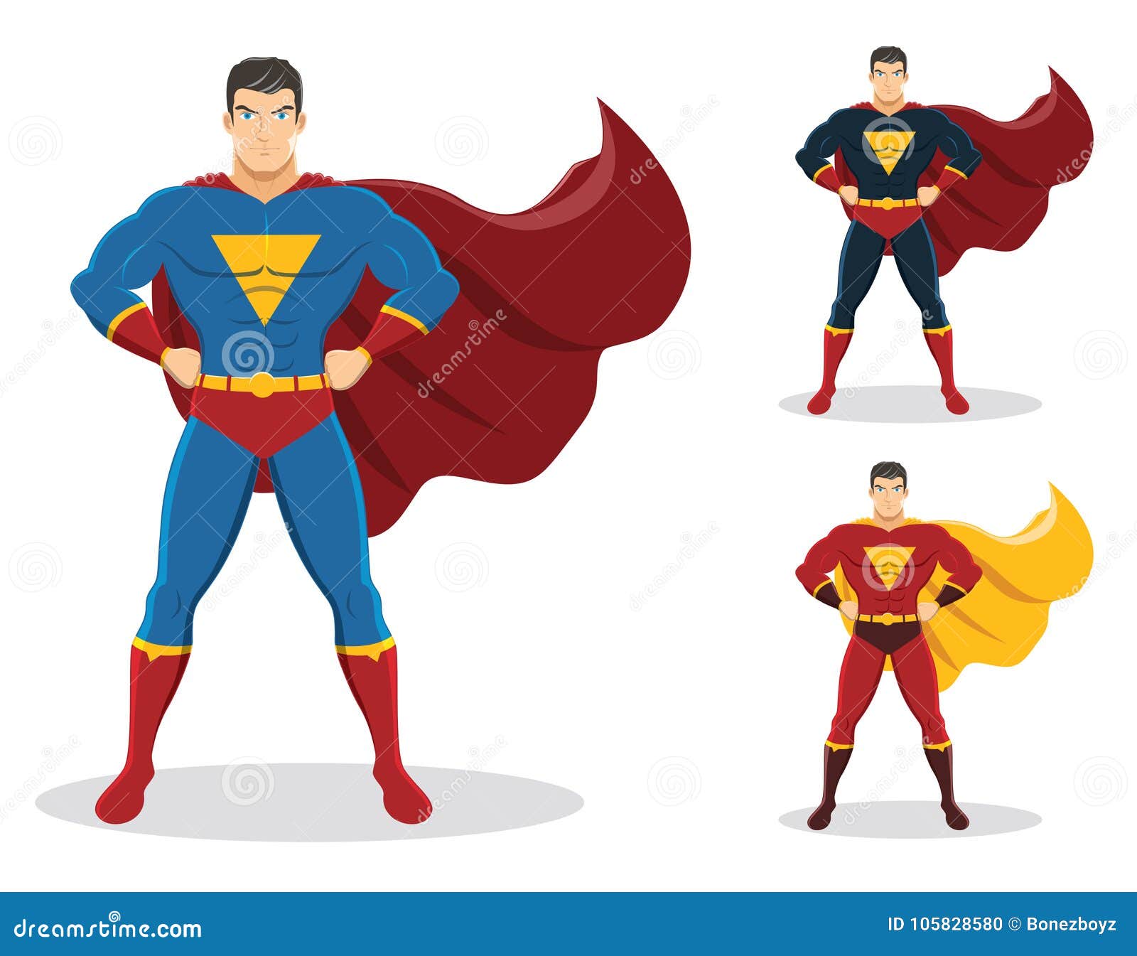 Superhero Standing with Cape Waving in the Wind Stock Vector ...