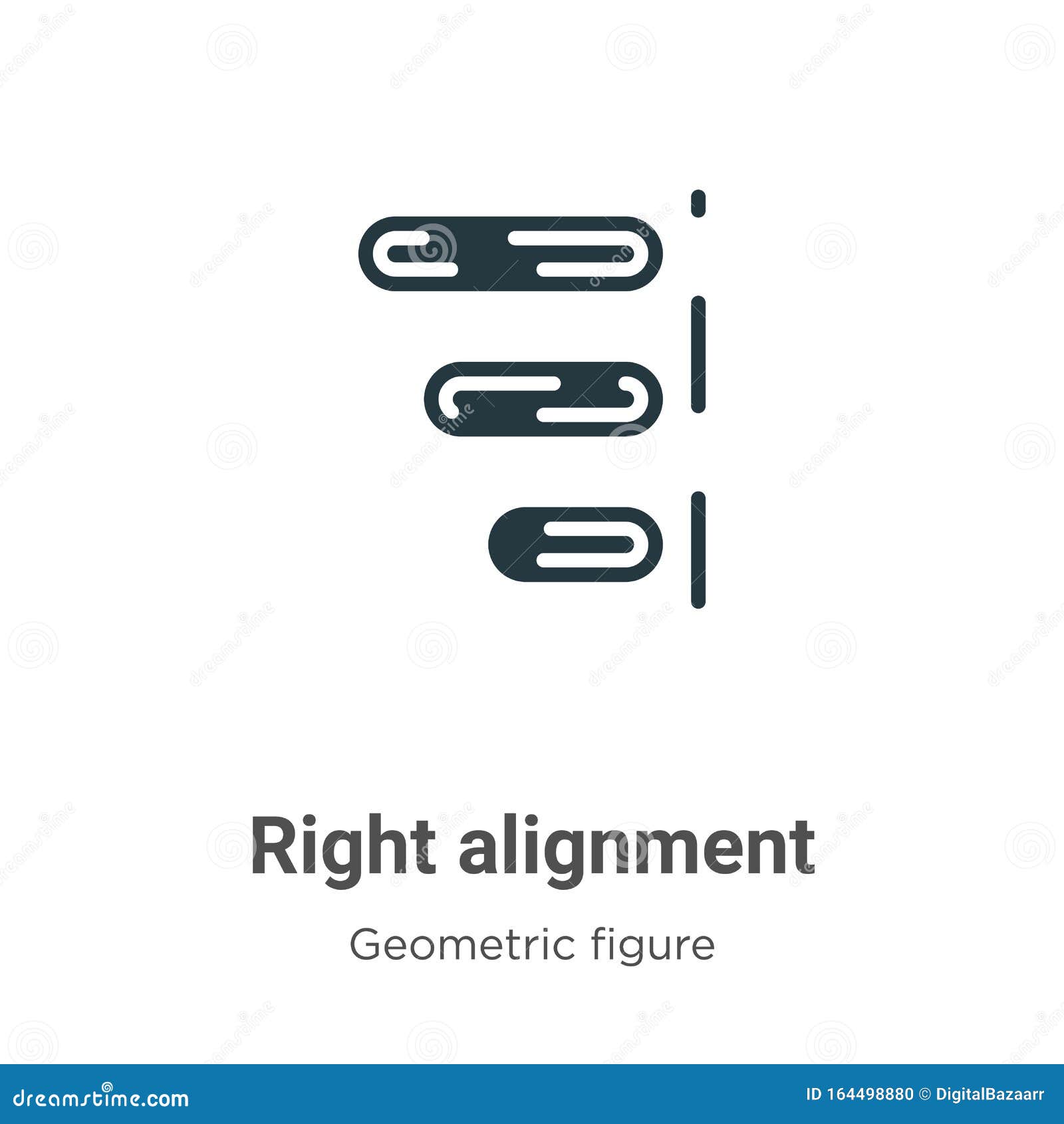 Right Alignment Vector Icon on White Background. Flat Vector Right ...